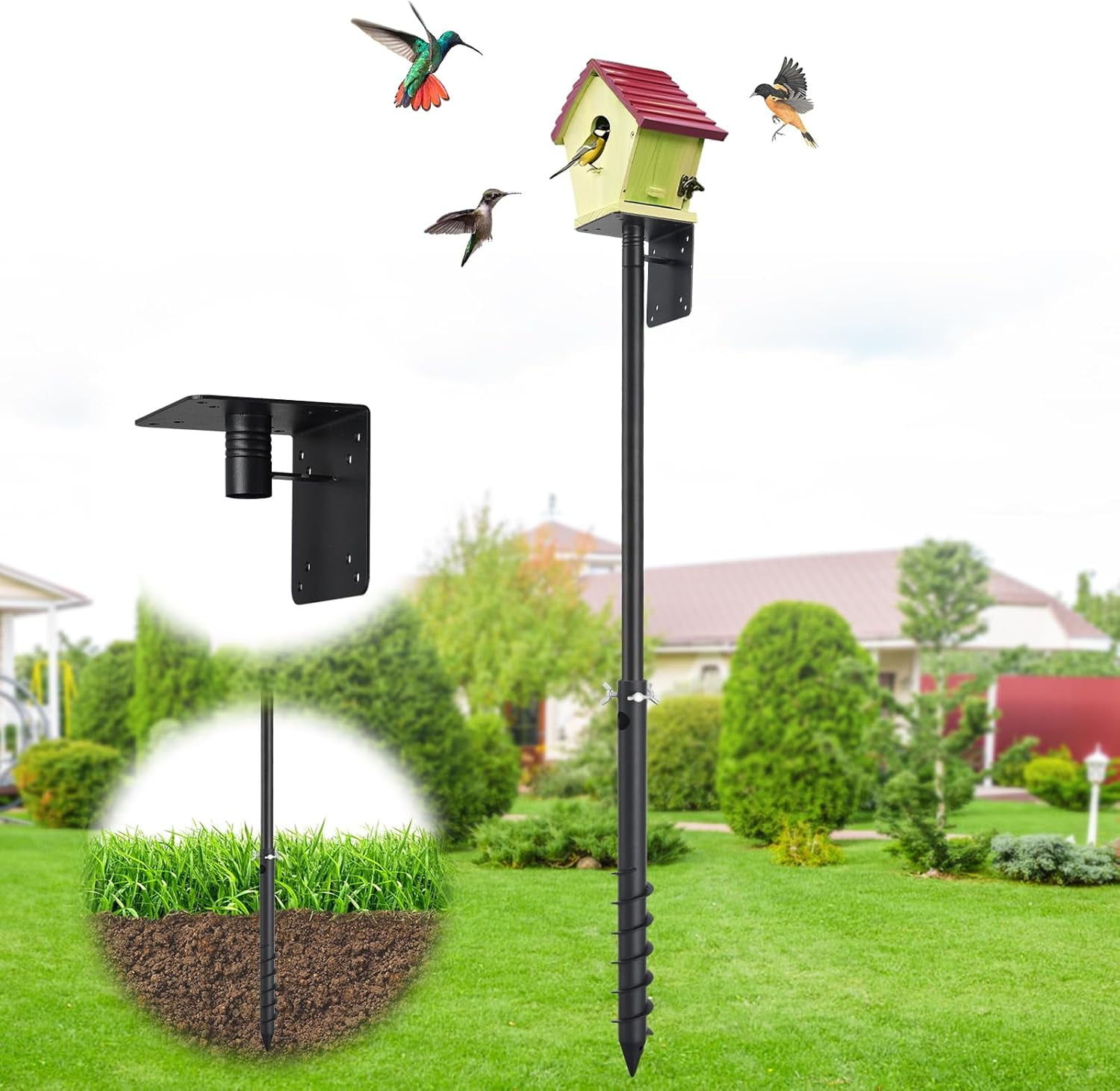 ETICSIPA Heavy Duty Bird Feeder Pole Outdoor, 73" - 1.2 Inch Metal ...