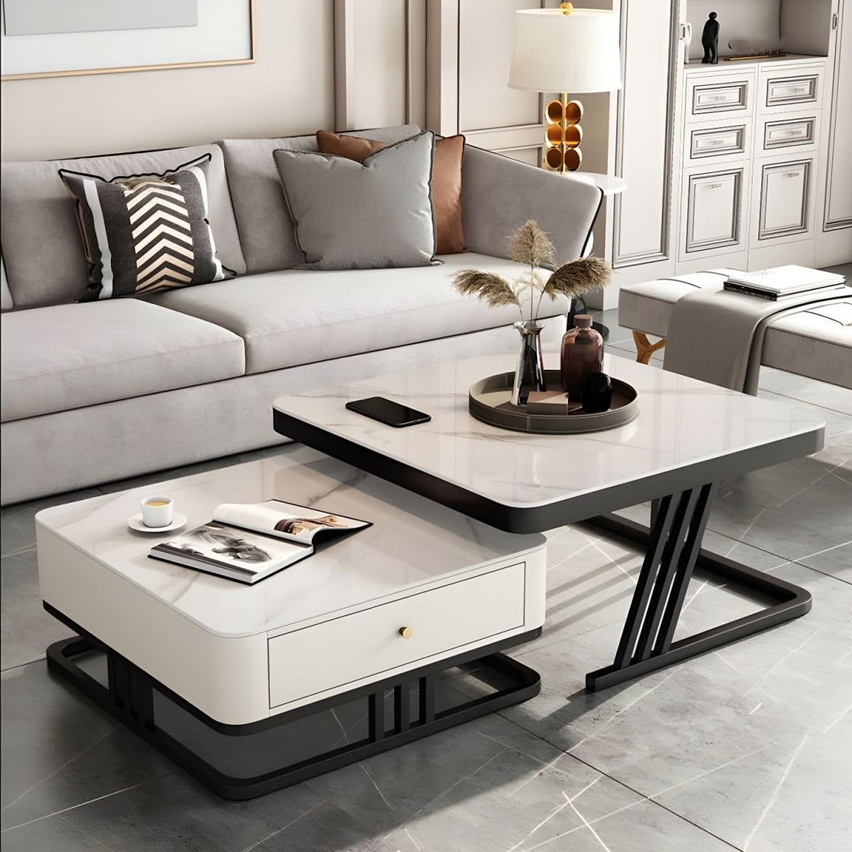 ETILAN Iron Frame Square 20x20 Coffee TableStacking Tea TableSide ...