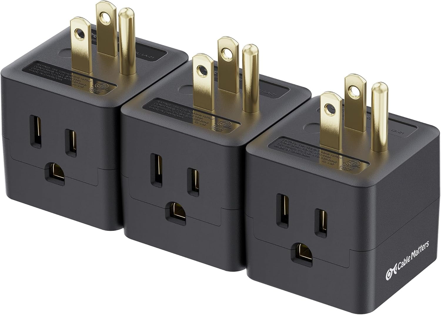 ETL Listed 3-Pack 3 Outlet Wall Adapter (Grounded Cube Tap, Outlet ...