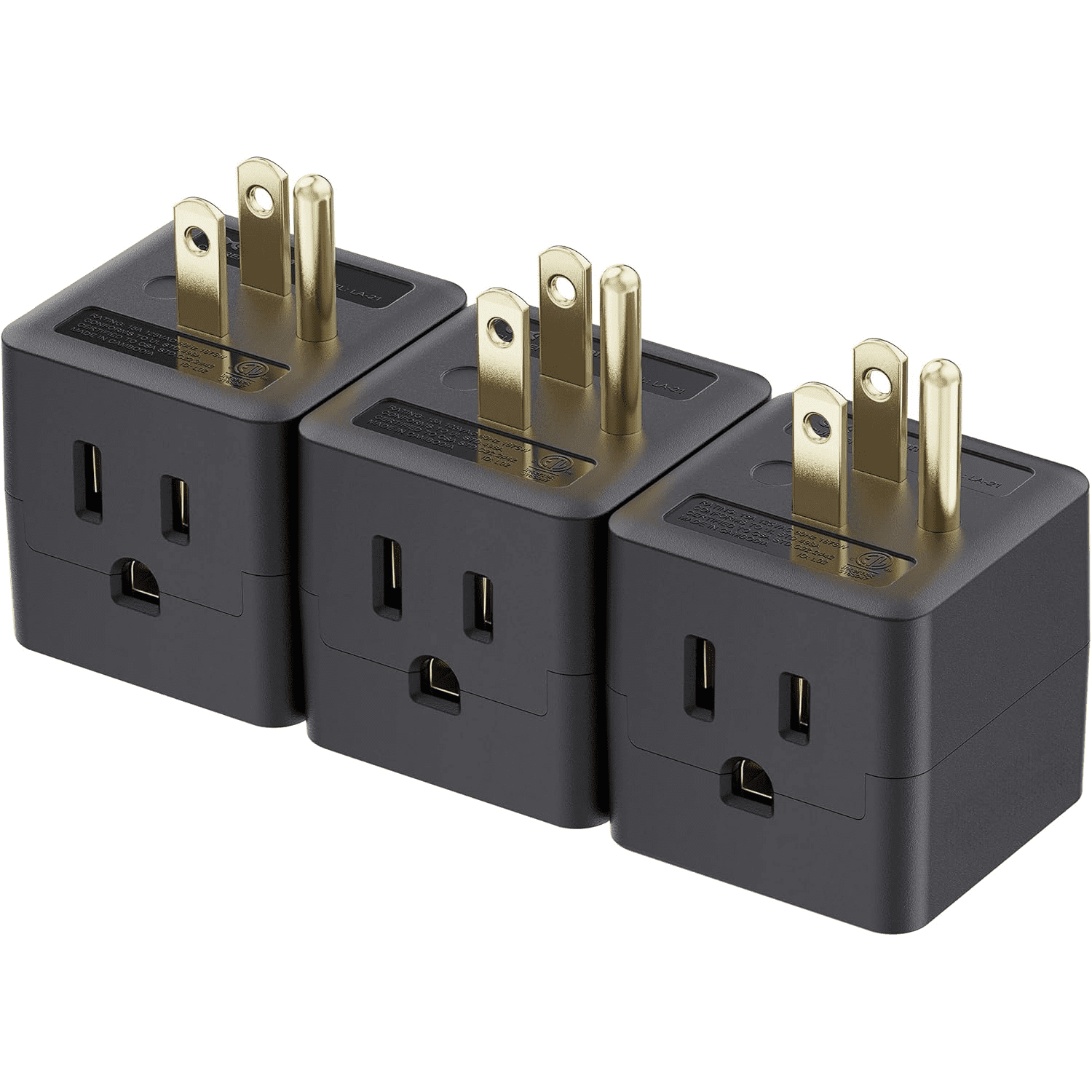 [ETL Listed] 3-Pack 3 Outlet Wall Adapter (Grounded Cube Tap, Outlet ...