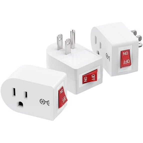 [ETL Listed] 3-Pack Grounded Outlet Switch with On Off, Plug Switch On ...