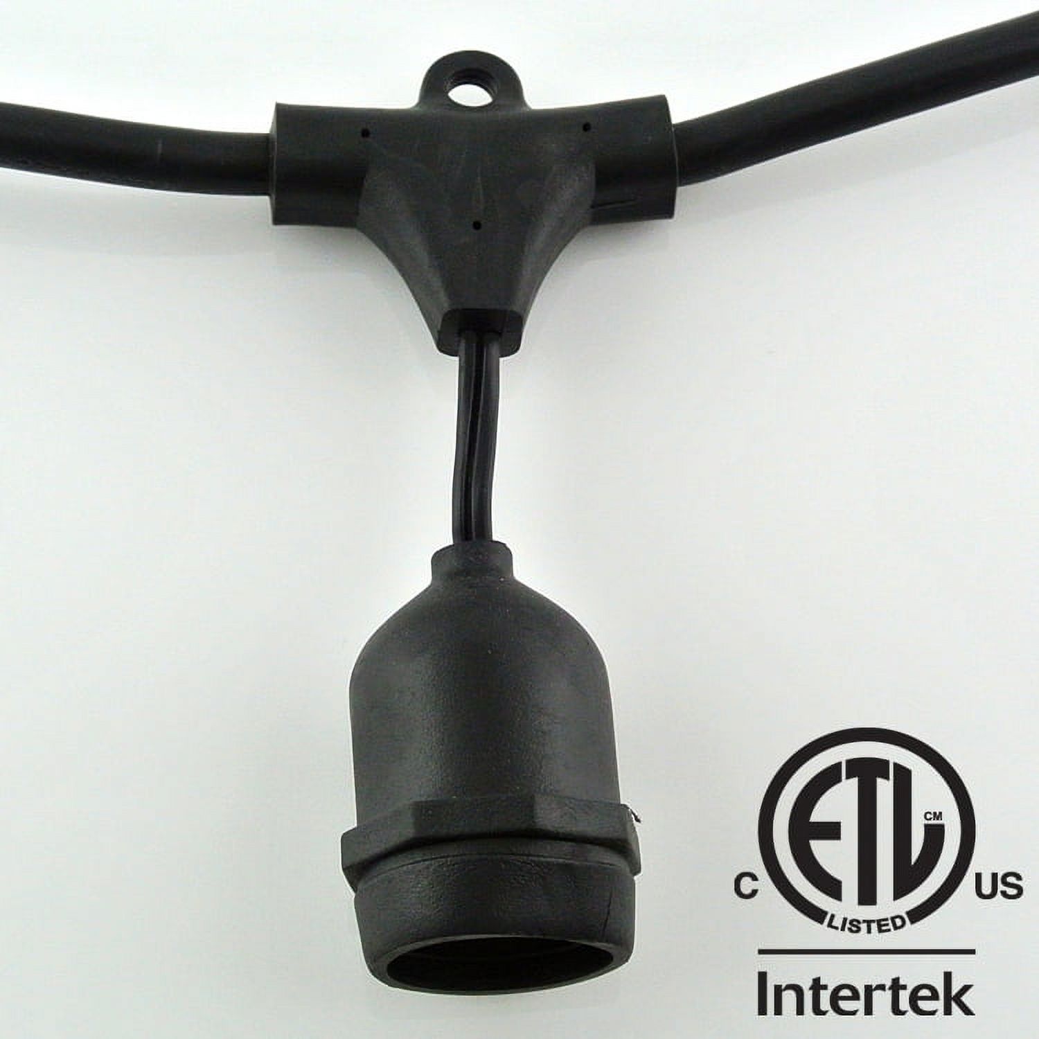 ETL Listed Commercial String Light Cord - 48' Black Suspended Socket ...