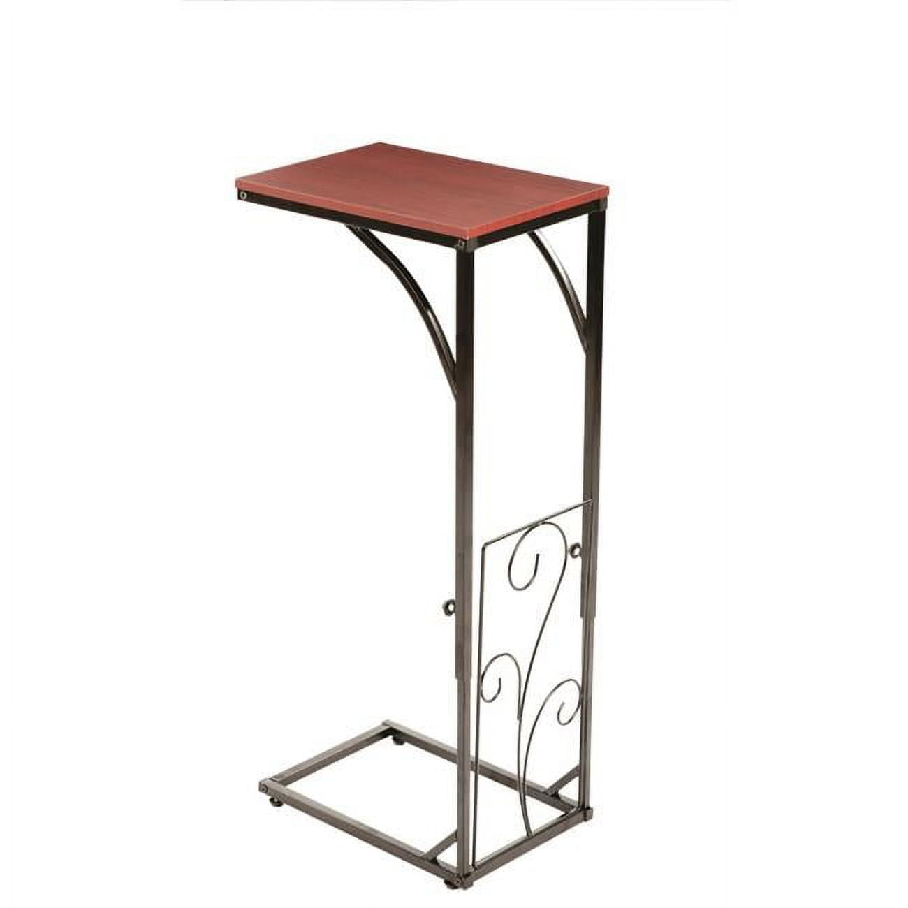 ETNA Products Adjustable Height Sofa Side End Table - Brown Wood Top ...