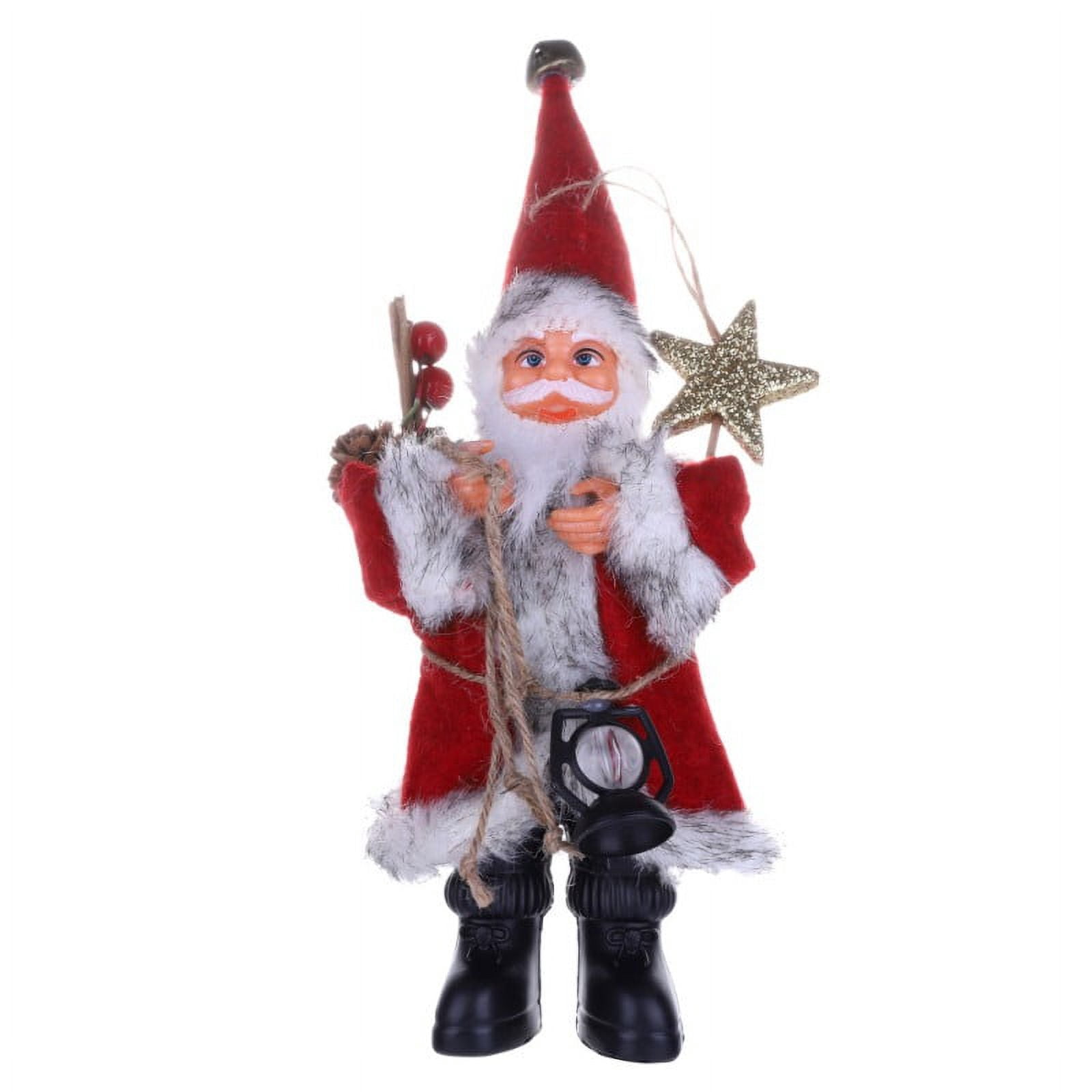 ETOSHOPY Christmas Figure Standing Plush Santa Claus with Kerosene Lamp ...