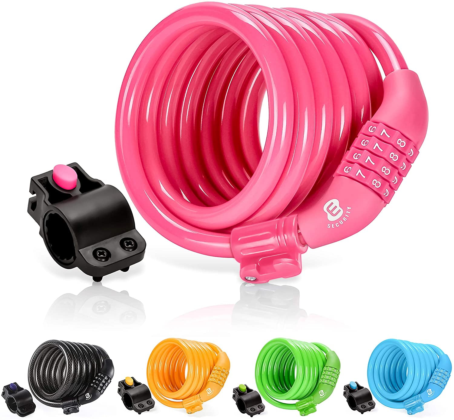 ETRONIC Bike Lock M6, Cable Lock 6 Feet Long Coiled Security Resettable ...