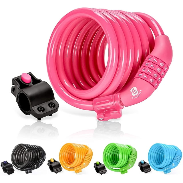 ETRONIC Bike Lock M6, Cable Lock 6 Feet Long Coiled Security Resettable ...