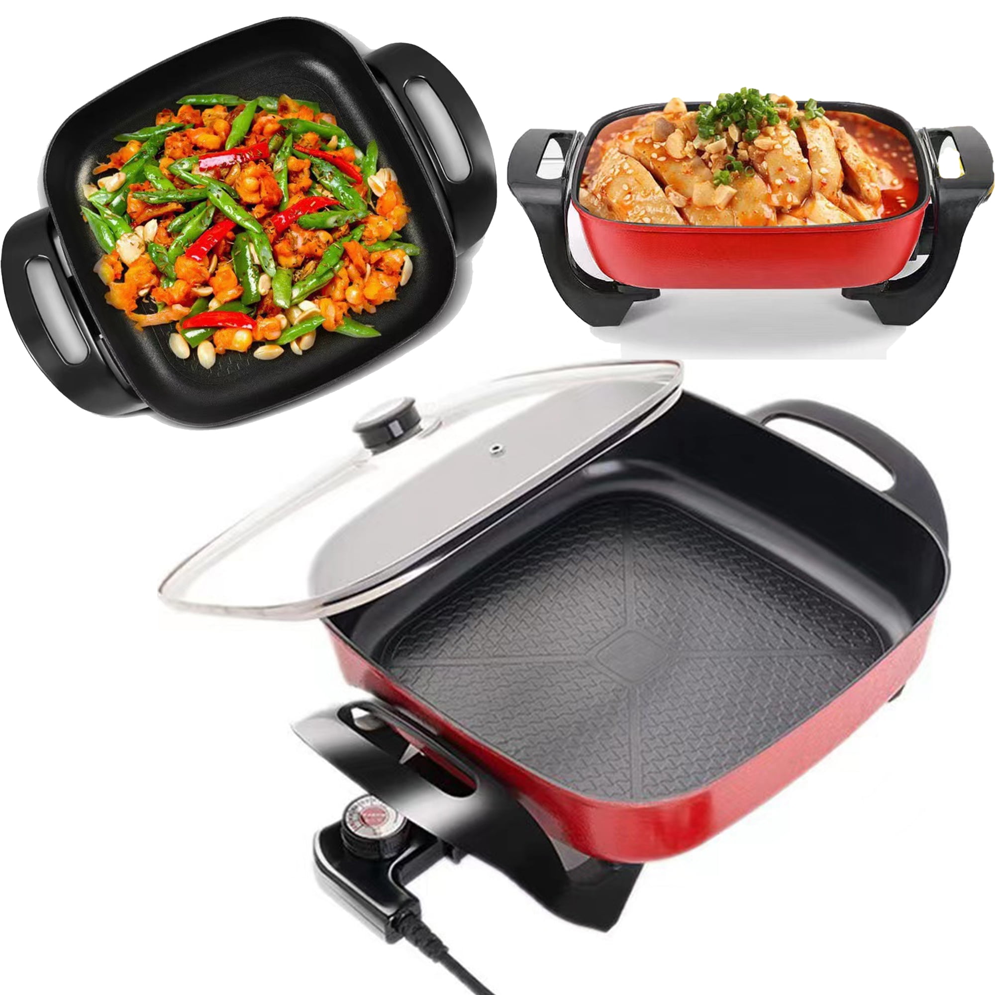 ETSEGA Electric Skillet Frying Pan with Nonstick Coating Adjustable ...