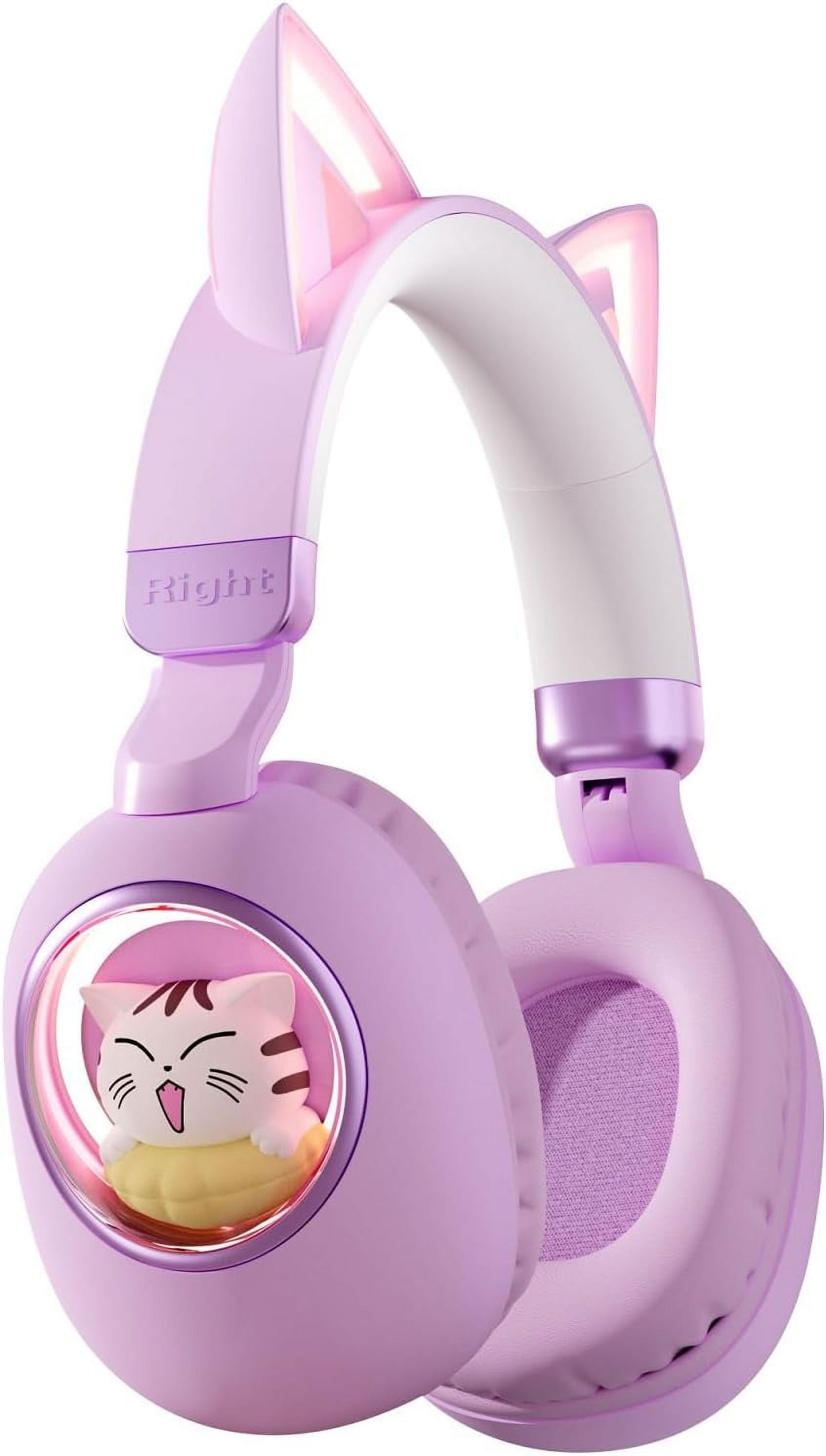 ETSEGA Kids Pink Cat Ear Headphones, Cute Kids Girls Wireless Bluetooth ...