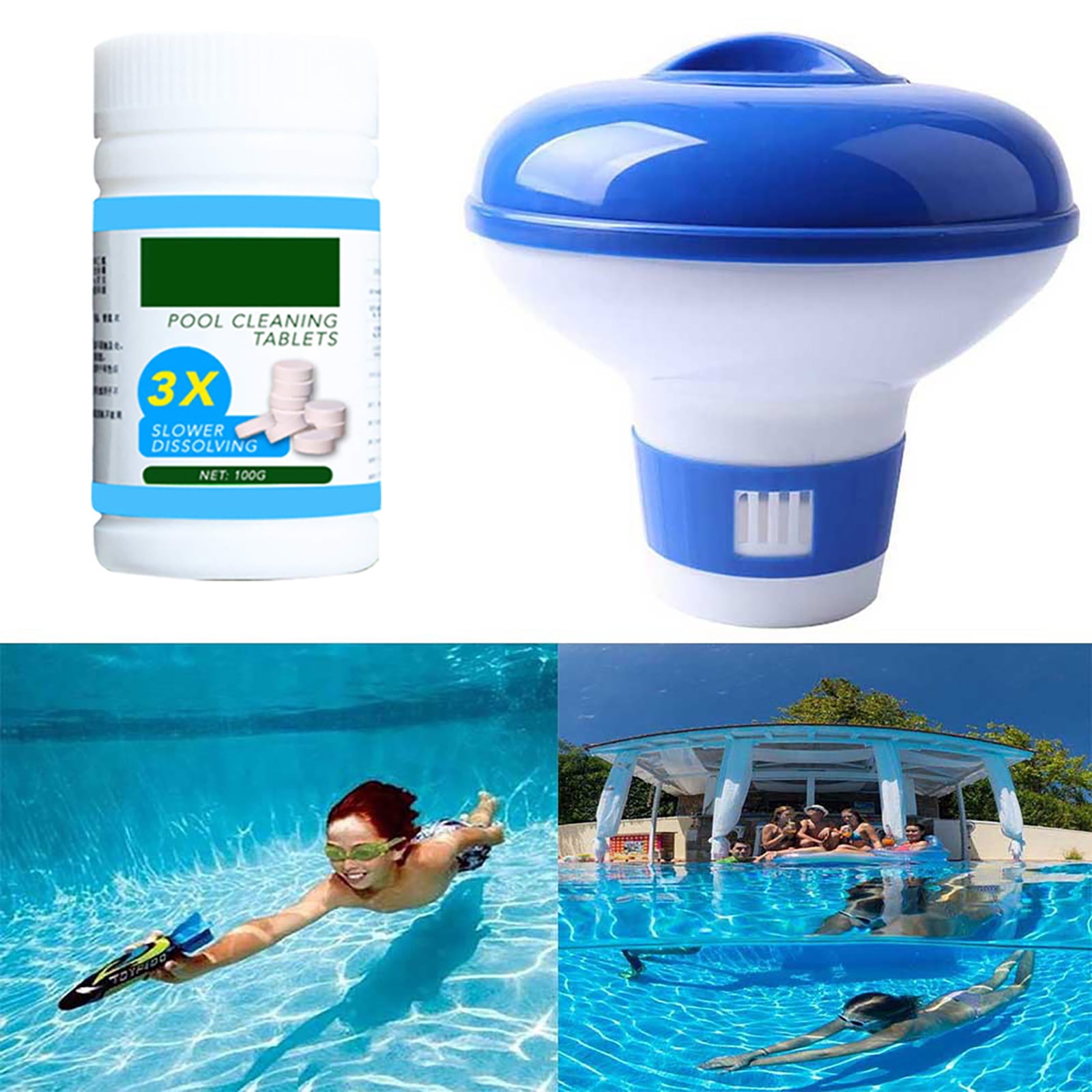 ETSEGA Pool Chemical Floater with 100g Effervescent Chlorine Tablets ...