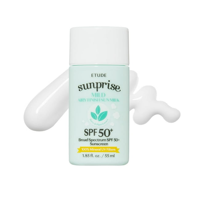 ETUDE Sunprise Mild Airy BCA3 Finish Sun Milk SPF50+ / PA++++ (55ml) | Sebum-free, Non-Sticky ...