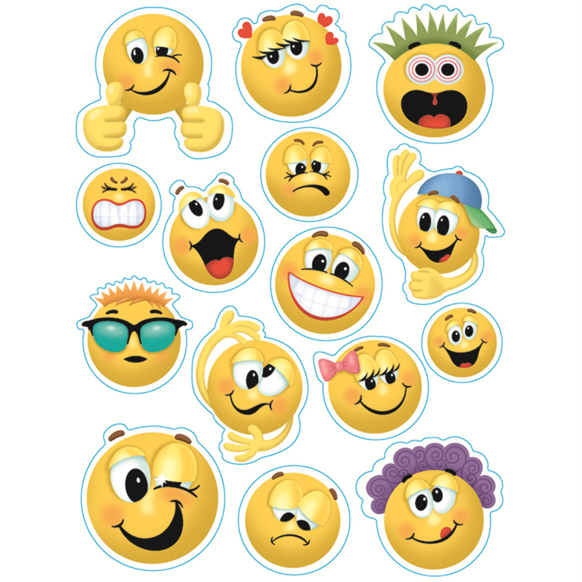 Eureka Static Vinyl Stickers - Emoticons Window Clings, Reusable Decals ...