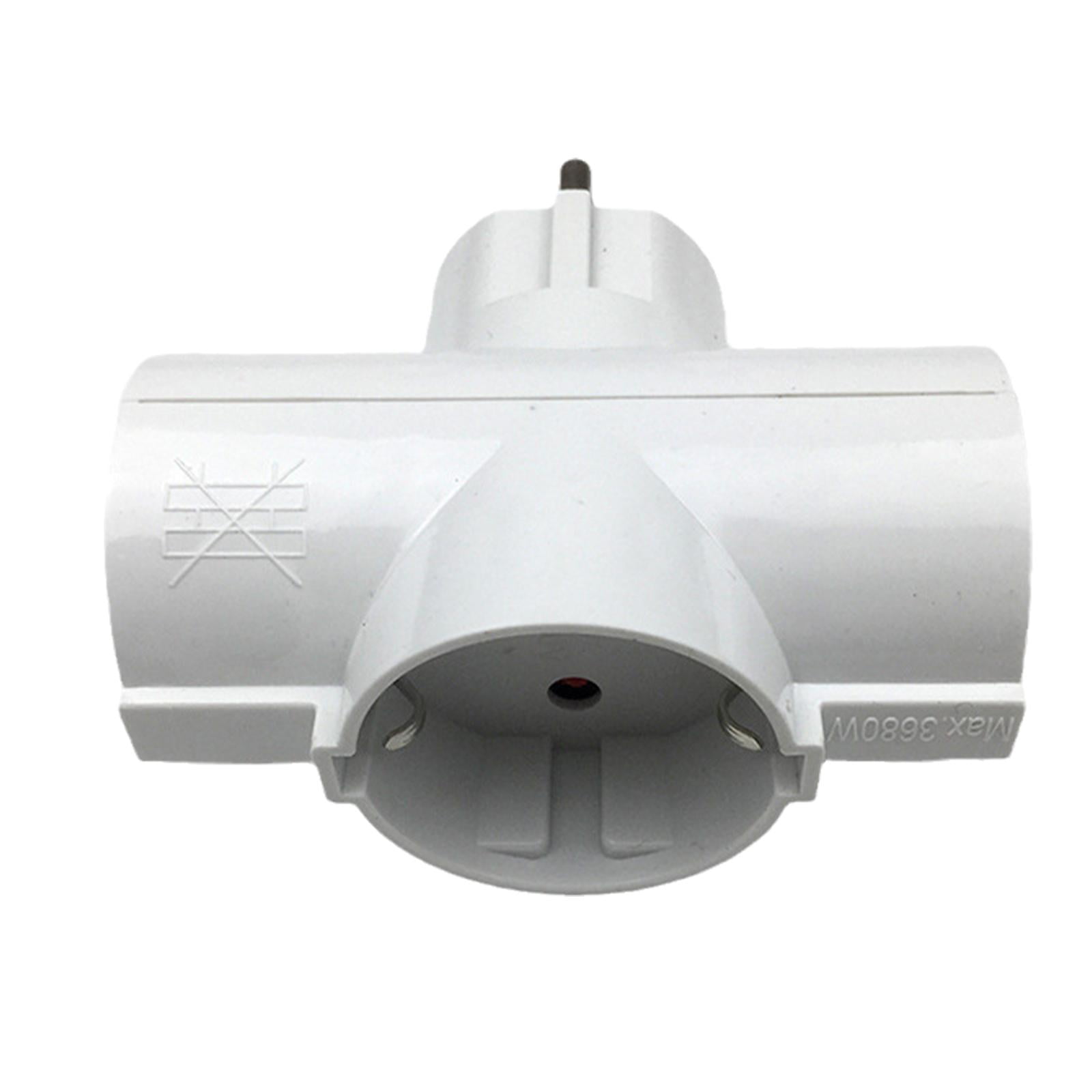 EU/DE Plug Triple Plug Protective Contact Multiple Plug Power Adapter ...