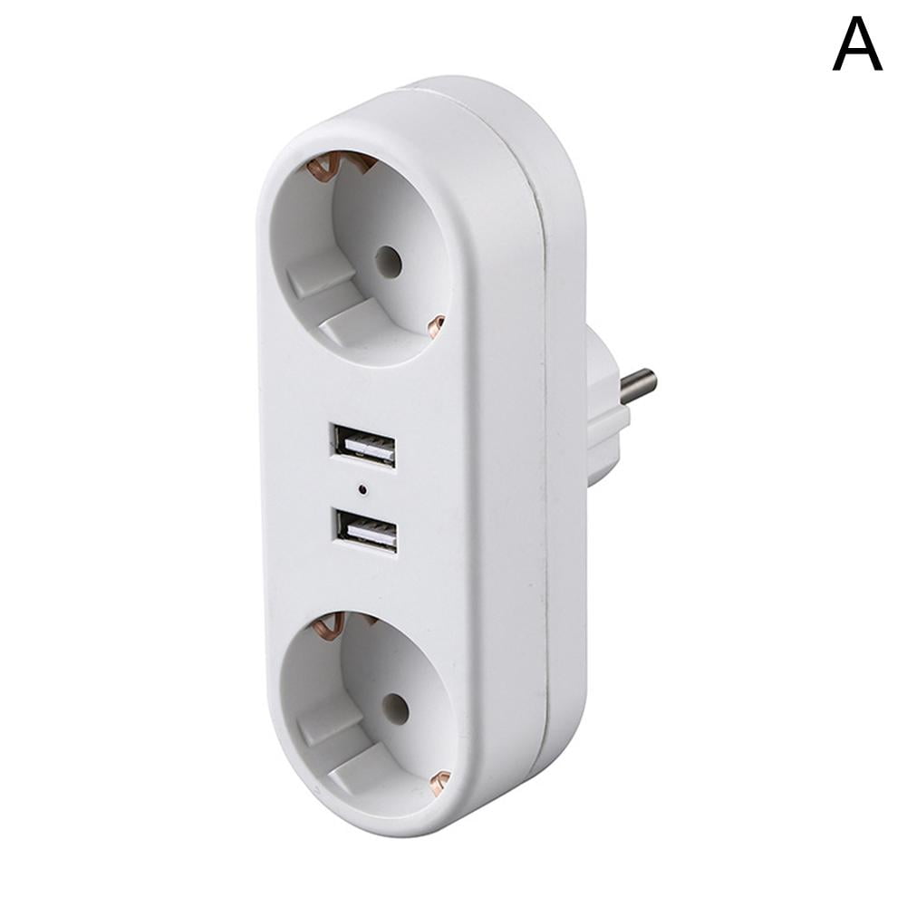 EU Ground Wall Socket Adapter Plug Extension Power Outlet Converter ...
