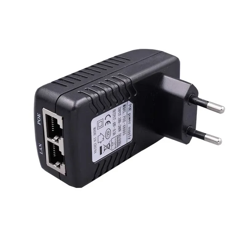 EU Plug 48V 0.5A 24 Watt POE Wall Plug Poe Injector Ethernet Adapter ...