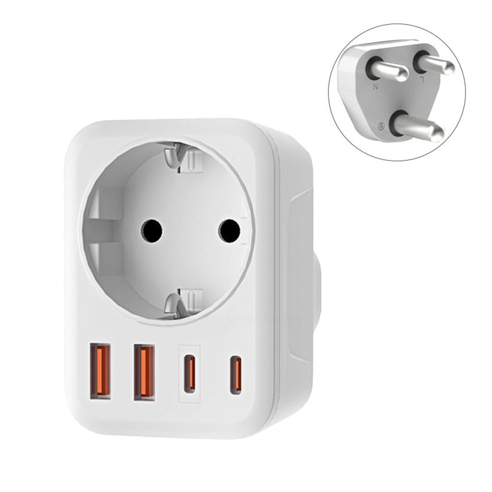 EU to South Africa Standard Plug Adapter with 2 USB-A & 2 Type-C Ports ...