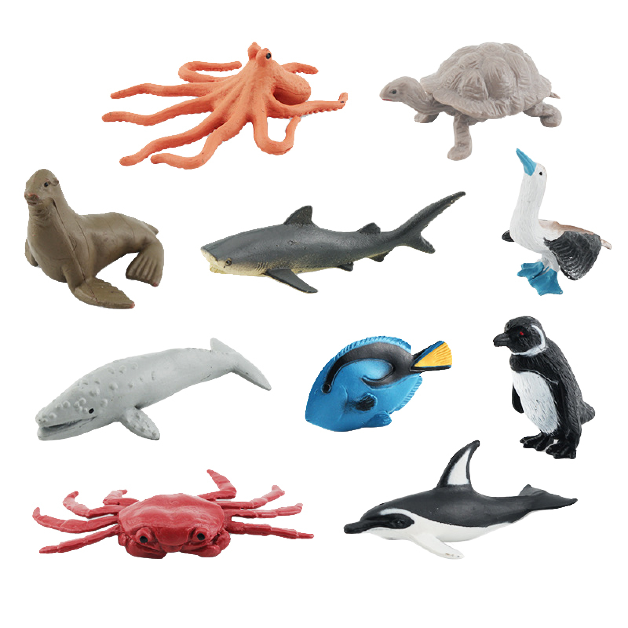 EUBUY 10pcs Mini Pacific Marine Animals Model Set Octopus Tortoise ...
