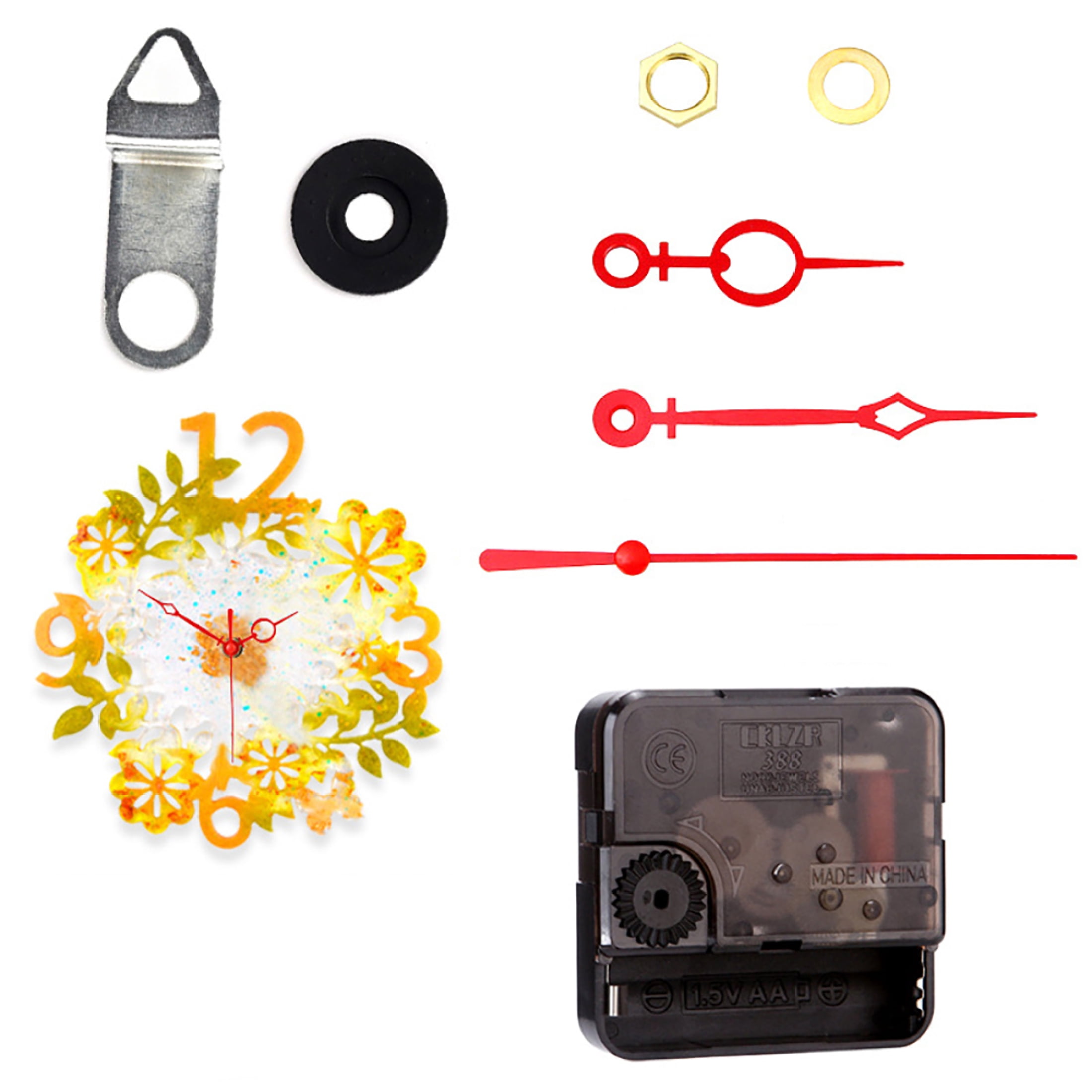 EUBUY DIY Clock Epoxy Resin Silicone Mold Arabic Numeral Flower ...