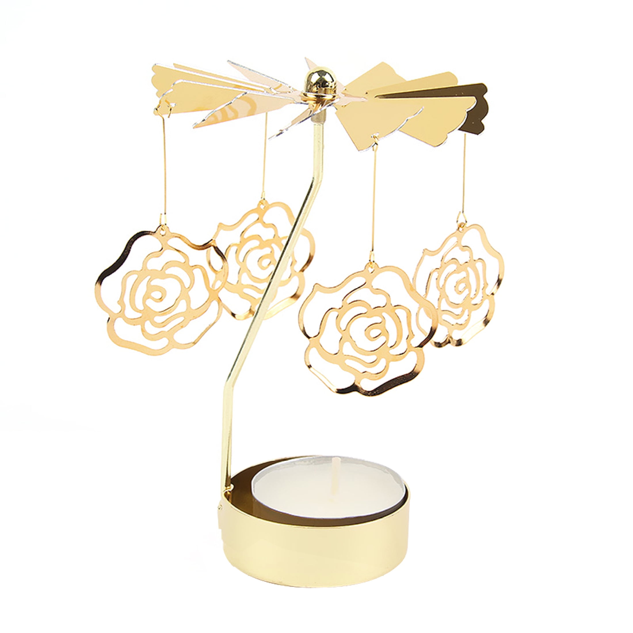 EUBUY Gold Candlesticks Rotating(Rose)Romantic Rotation Spinning ...