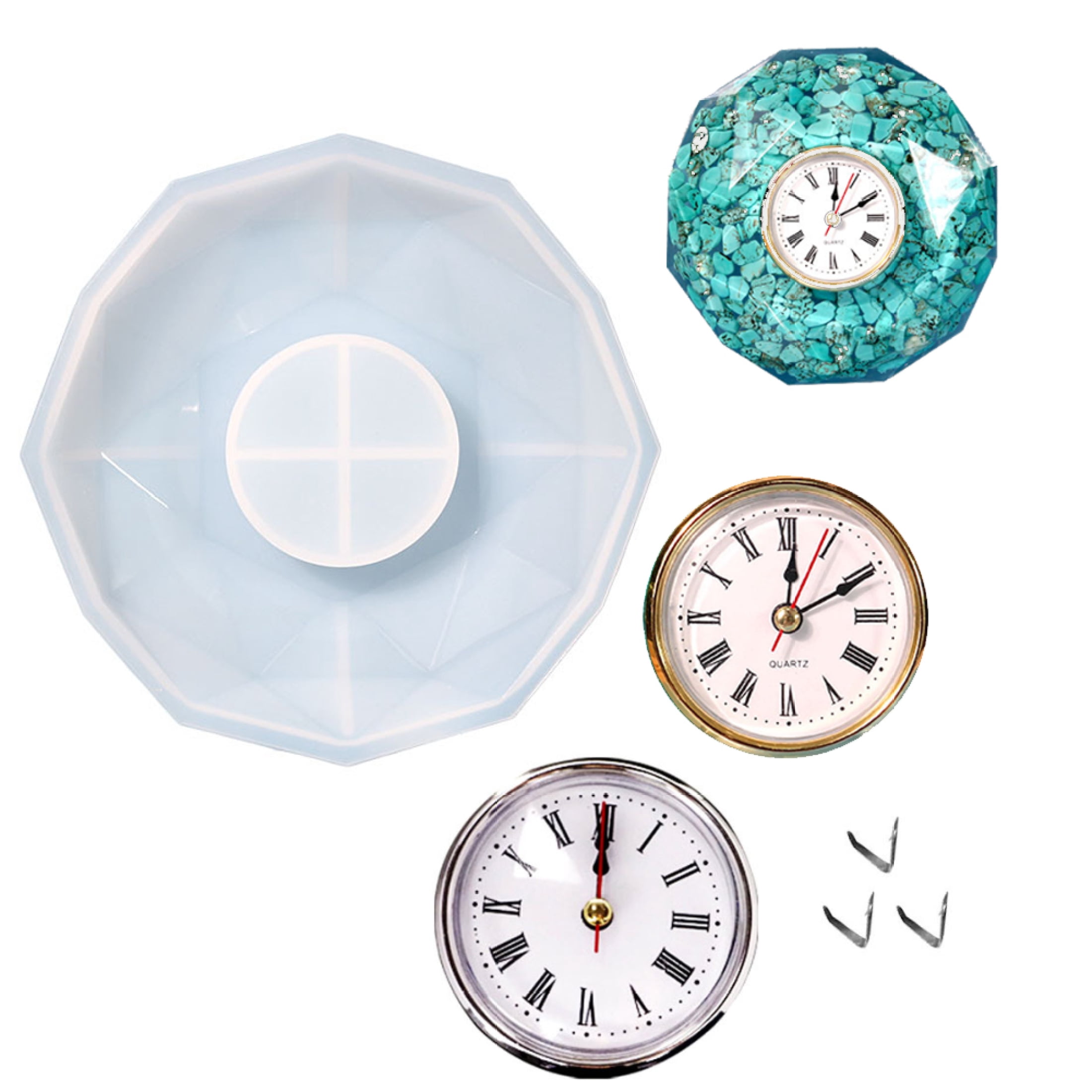 EUBUY Polygon Epoxy Silicone Wall Clock Crystal Gel Dripping Mold ...