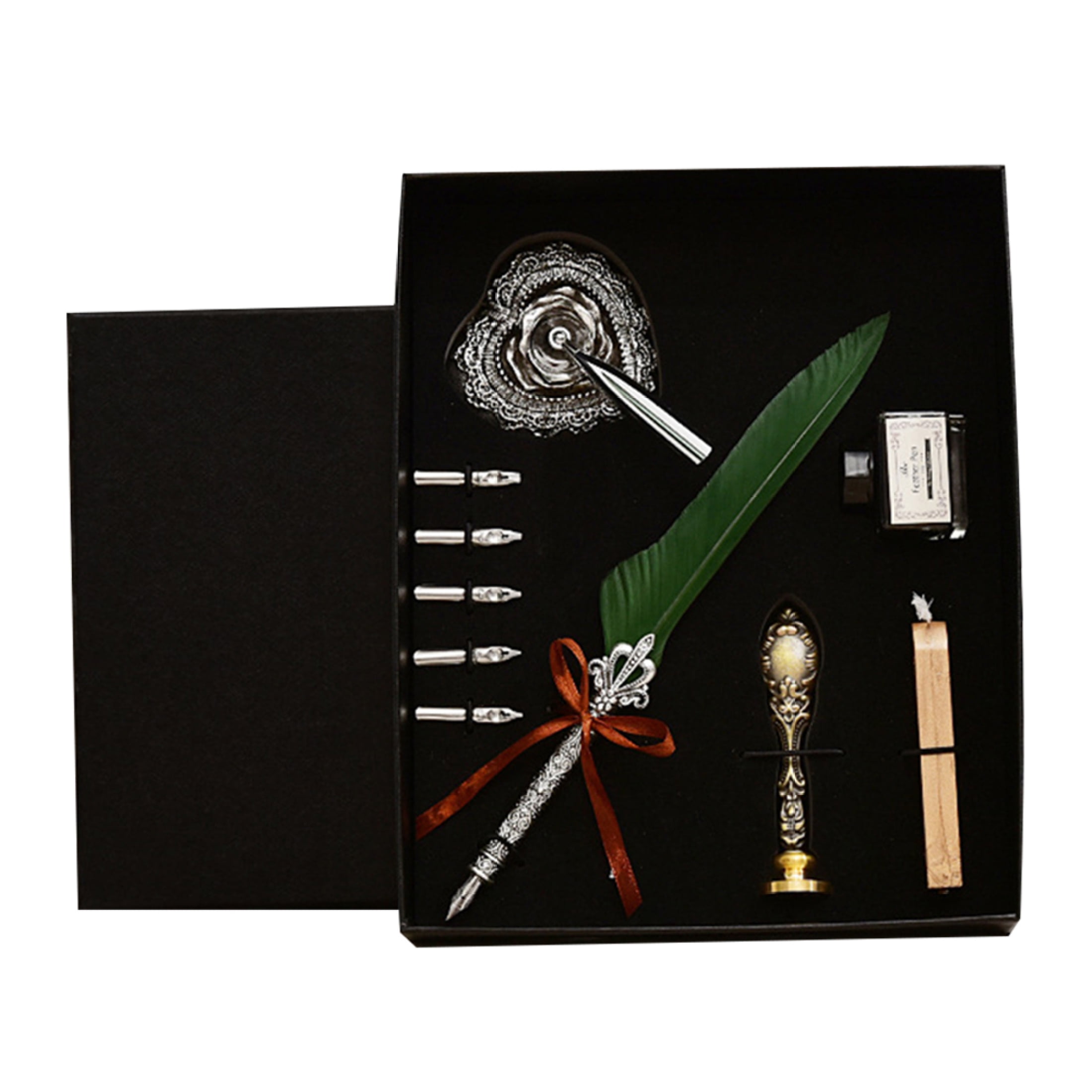 EUBUY Quill Pen Writing Feather Pen Dip Calligraphy Pen Set with Heart ...