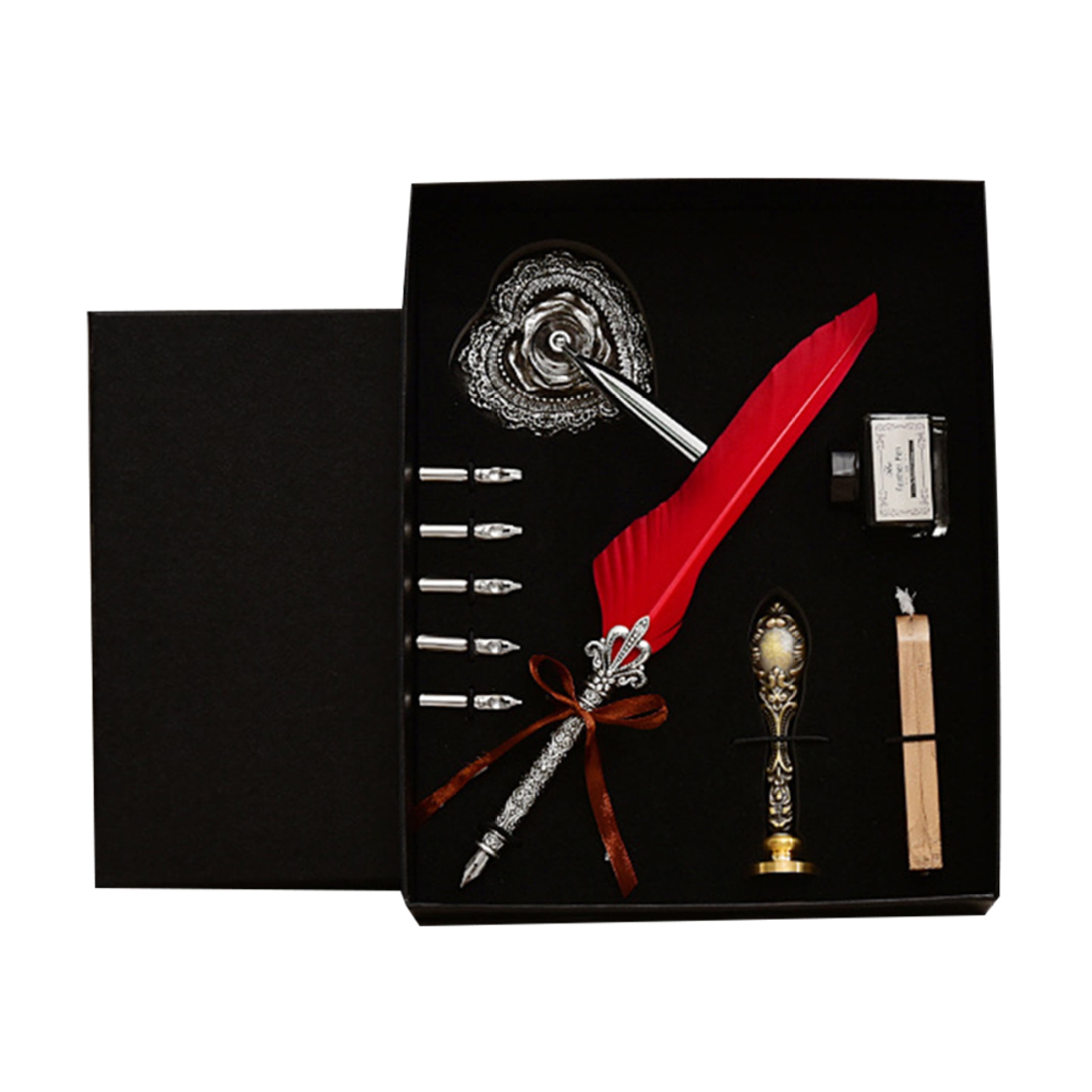 EUBUY Quill Pen Writing Feather Pen Dip Calligraphy Pen Set with Heart ...