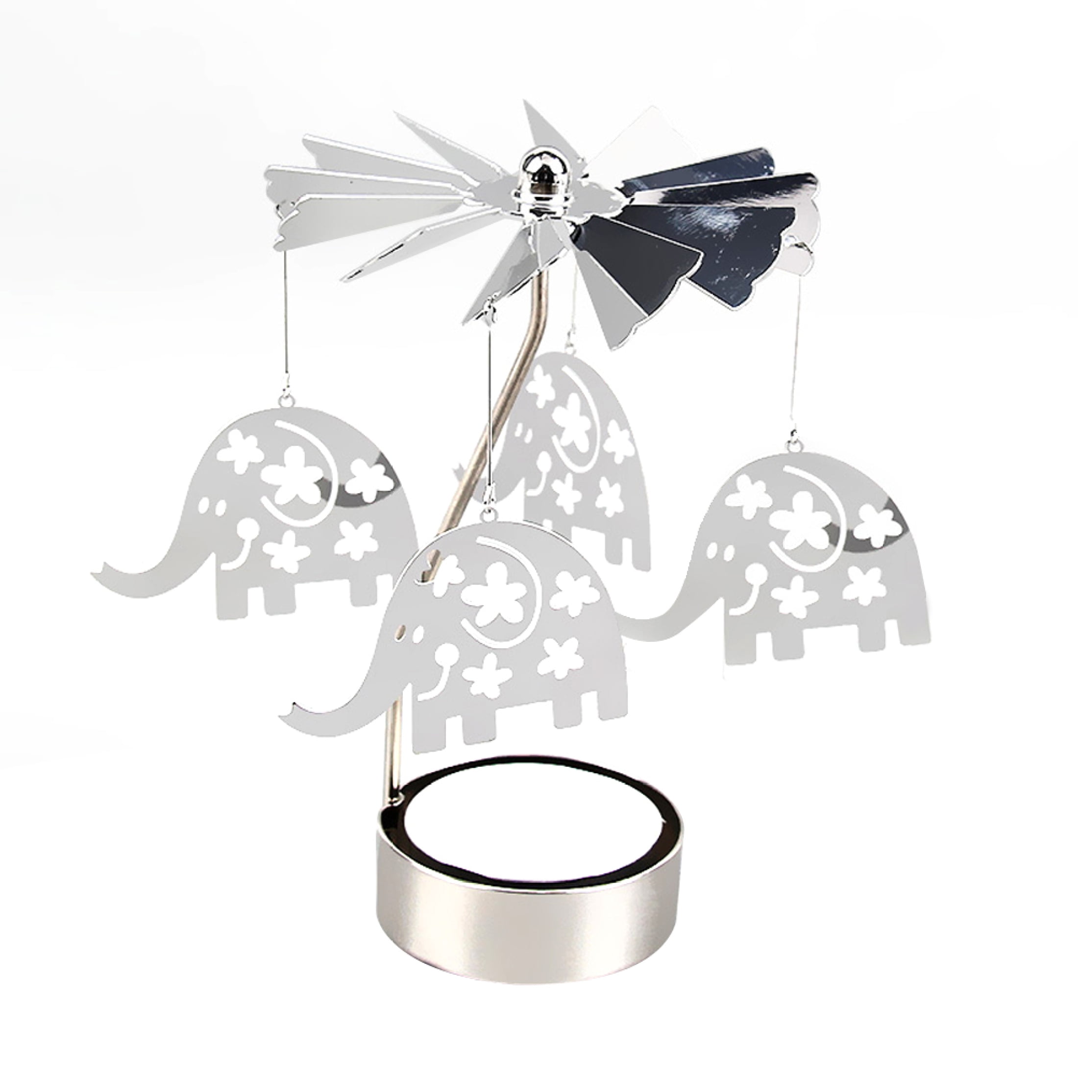 EUBUY Silver Candlesticks Rotating(Elephant)Romantic Rotation Spinning ...