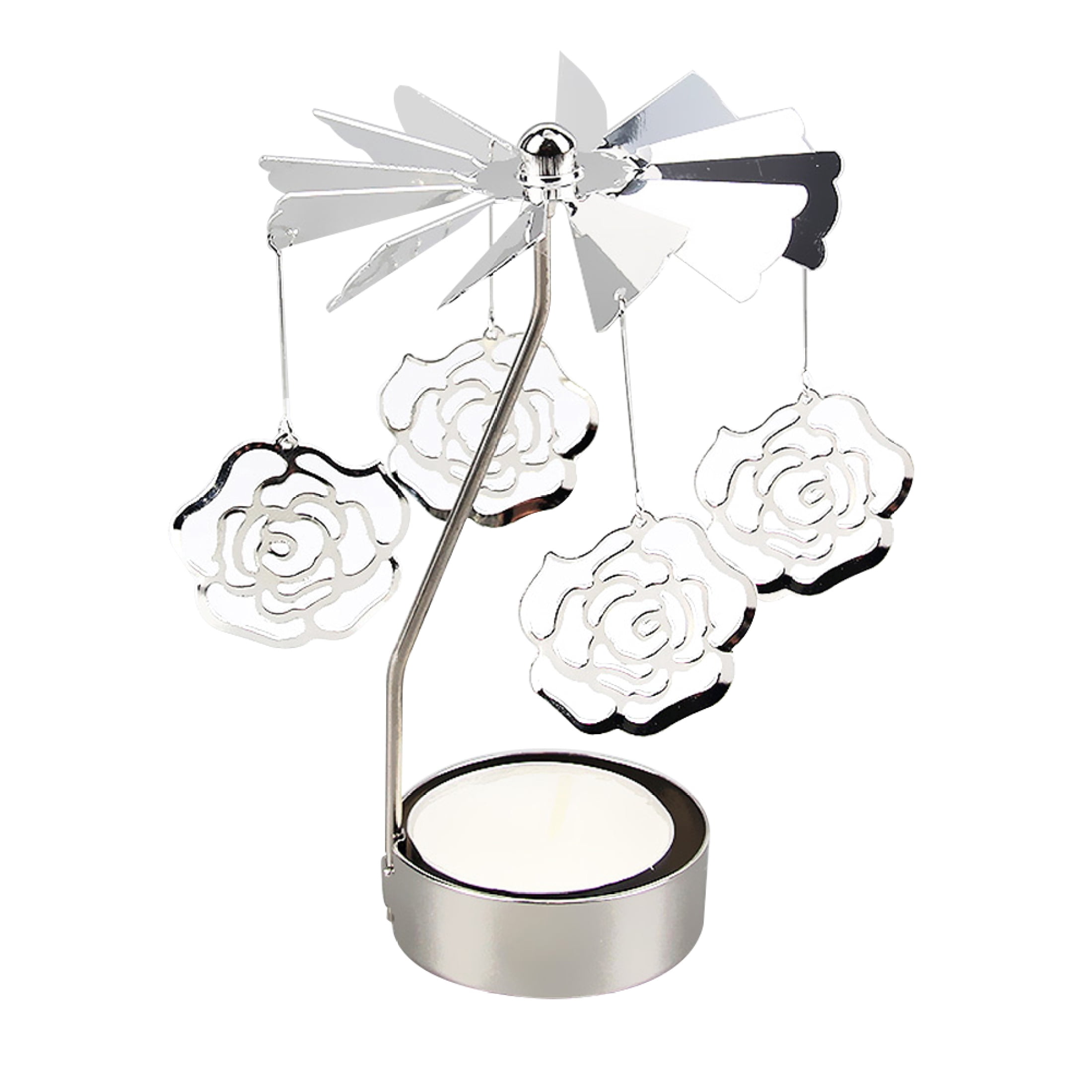 EUBUY Silver Candlesticks Rotating(Rose)Romantic Rotation Spinning ...
