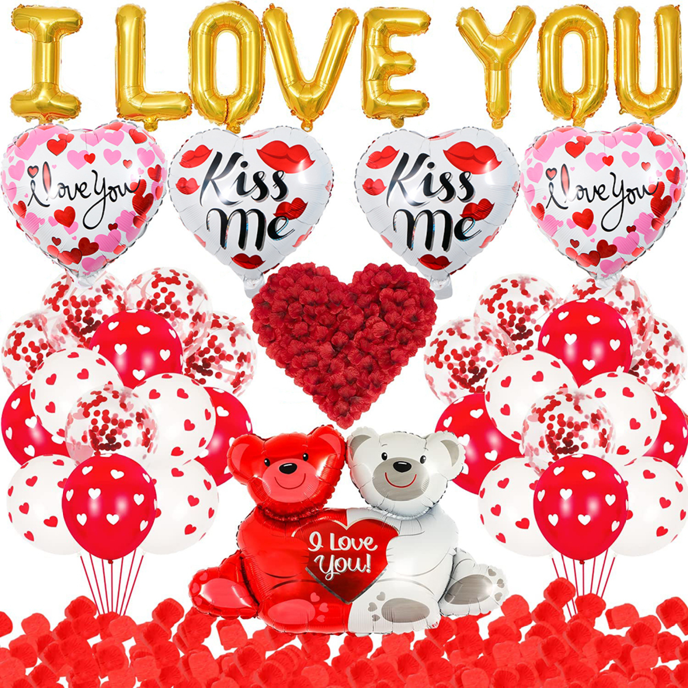 EUBUY Wedding Balloon Set Hugging Bear Couple Decoration Balloon Kit ...