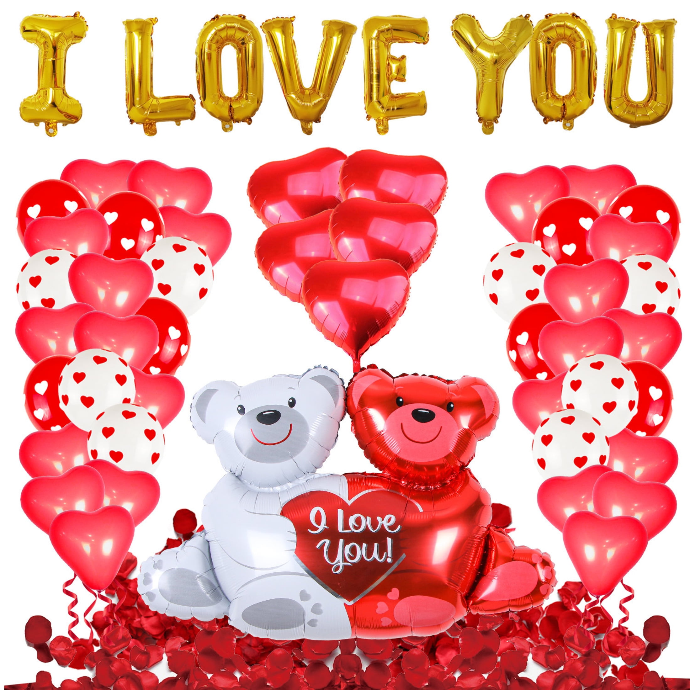 EUBUY Wedding Balloon Set Hugging Bear Decoration Balloon Kit Love ...