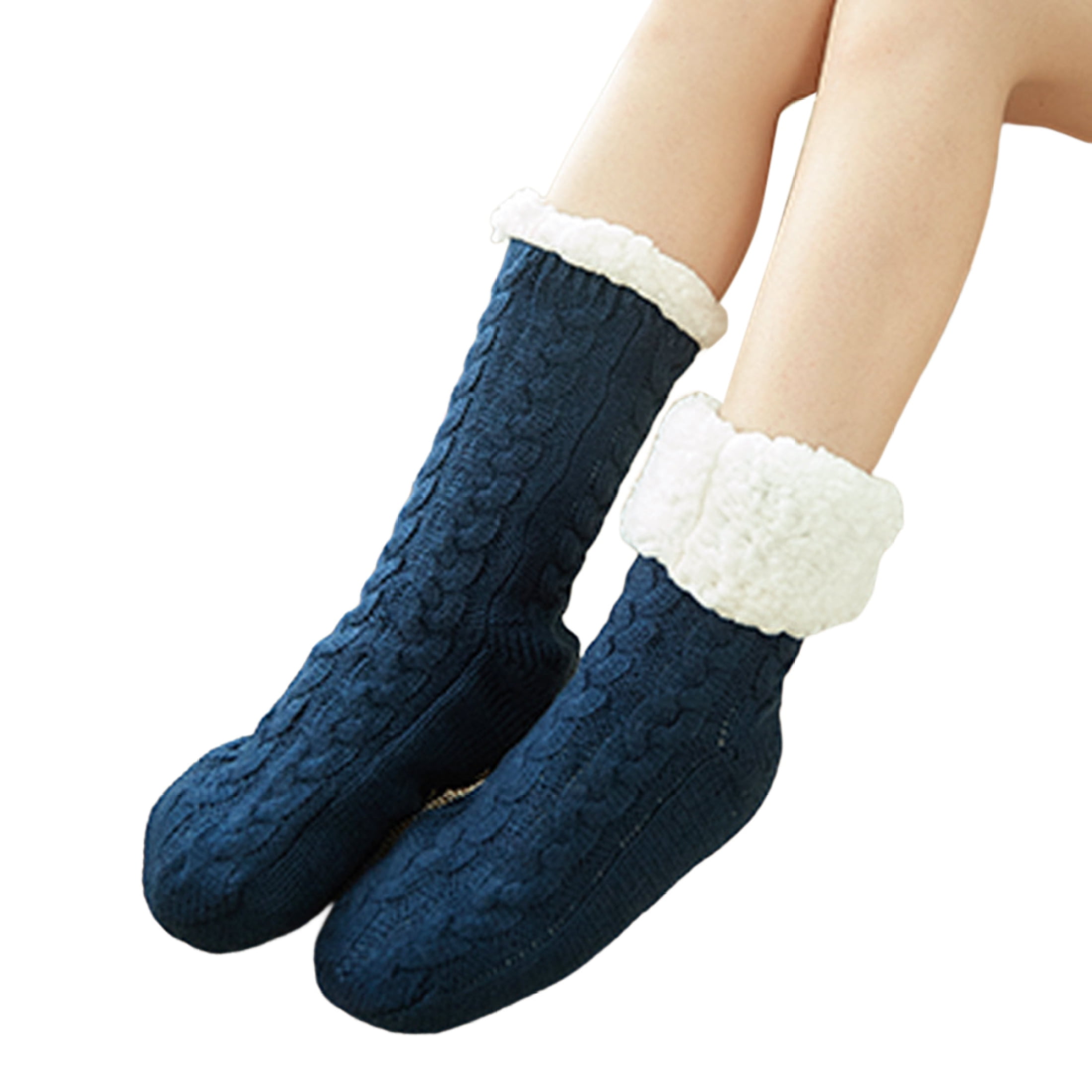 EUBUY Winter Knitted Socks Women Slipper Fluffy Socks Warm Floor Socks ...