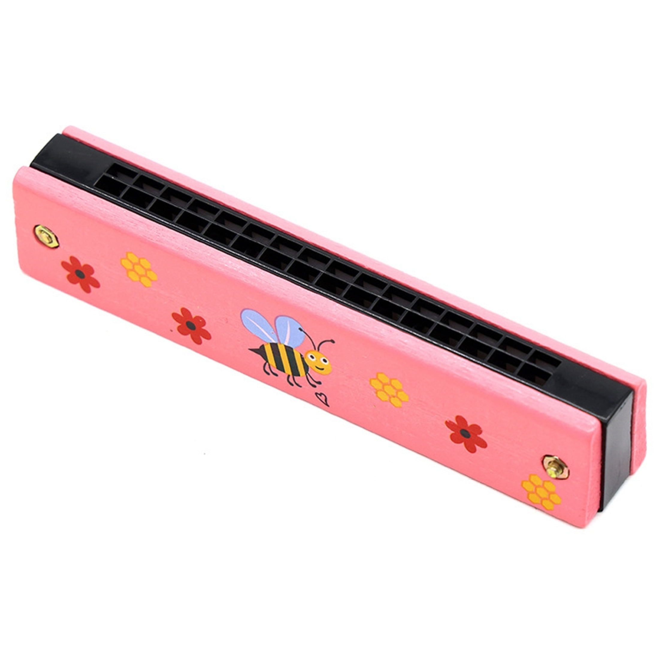 EUBUY Wooden Cartoon Harmonica for Children 16 Holes Double Row ...