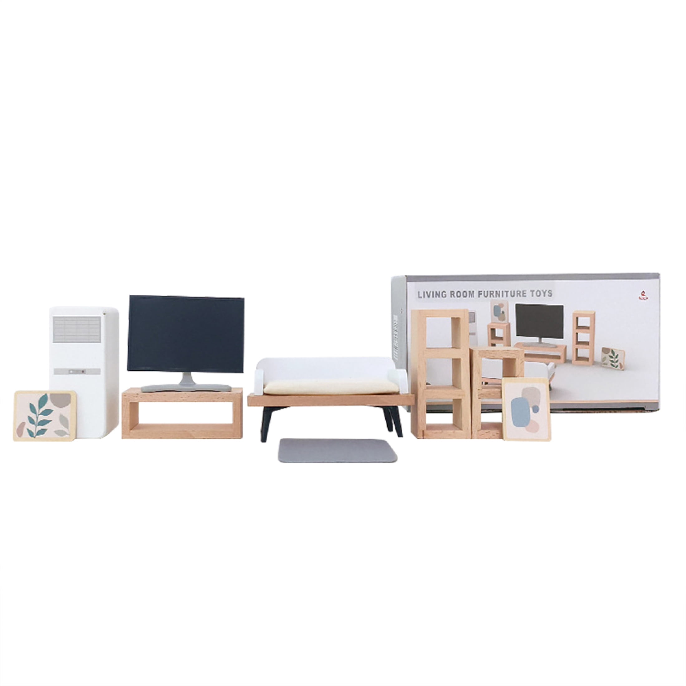 EUBUY Wooden Dollhouse Furniture Pretend Playhouse Accessories ...