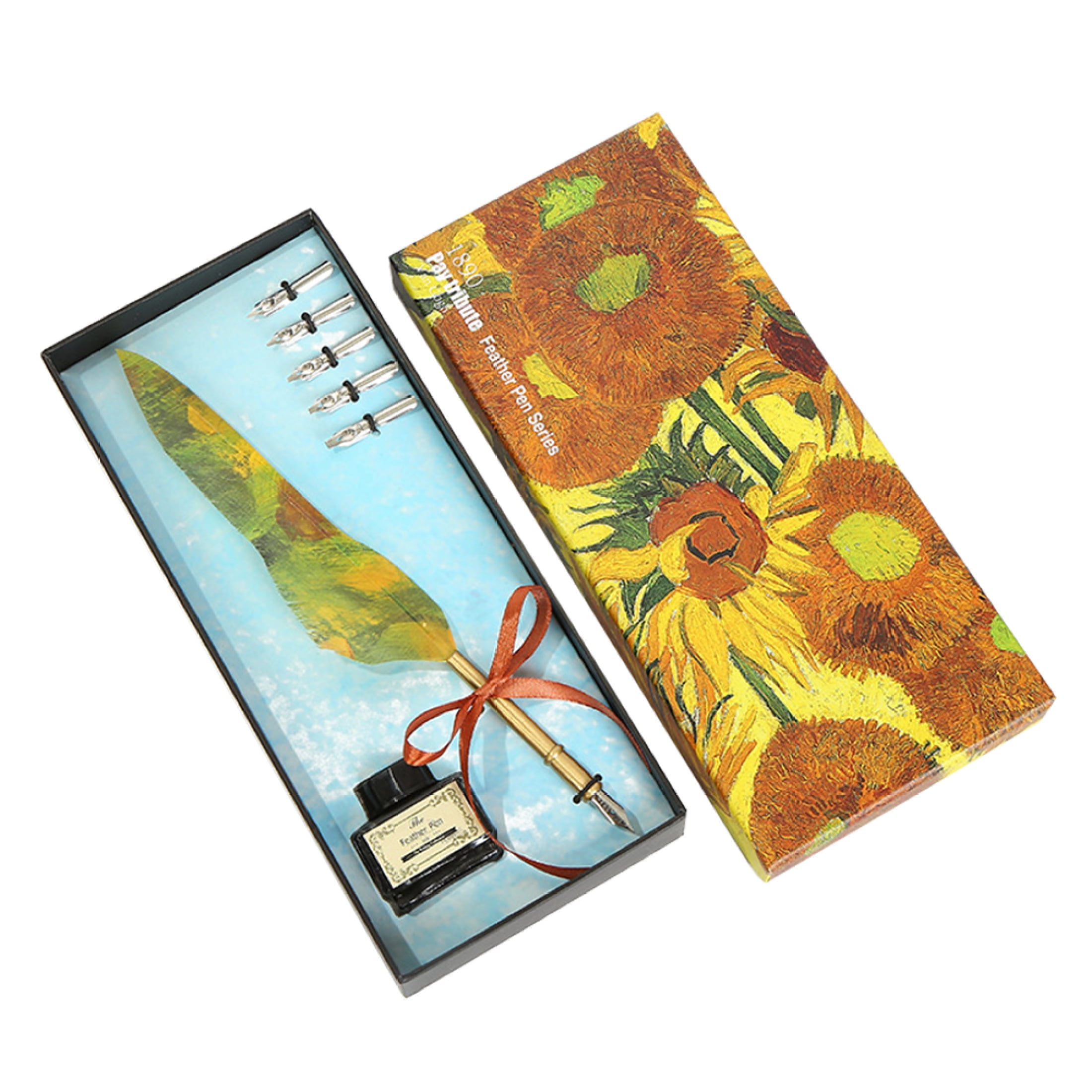 EUBUY Writing Quill Pen Oil Painting Style Feather Pen Calligraphy Ink ...