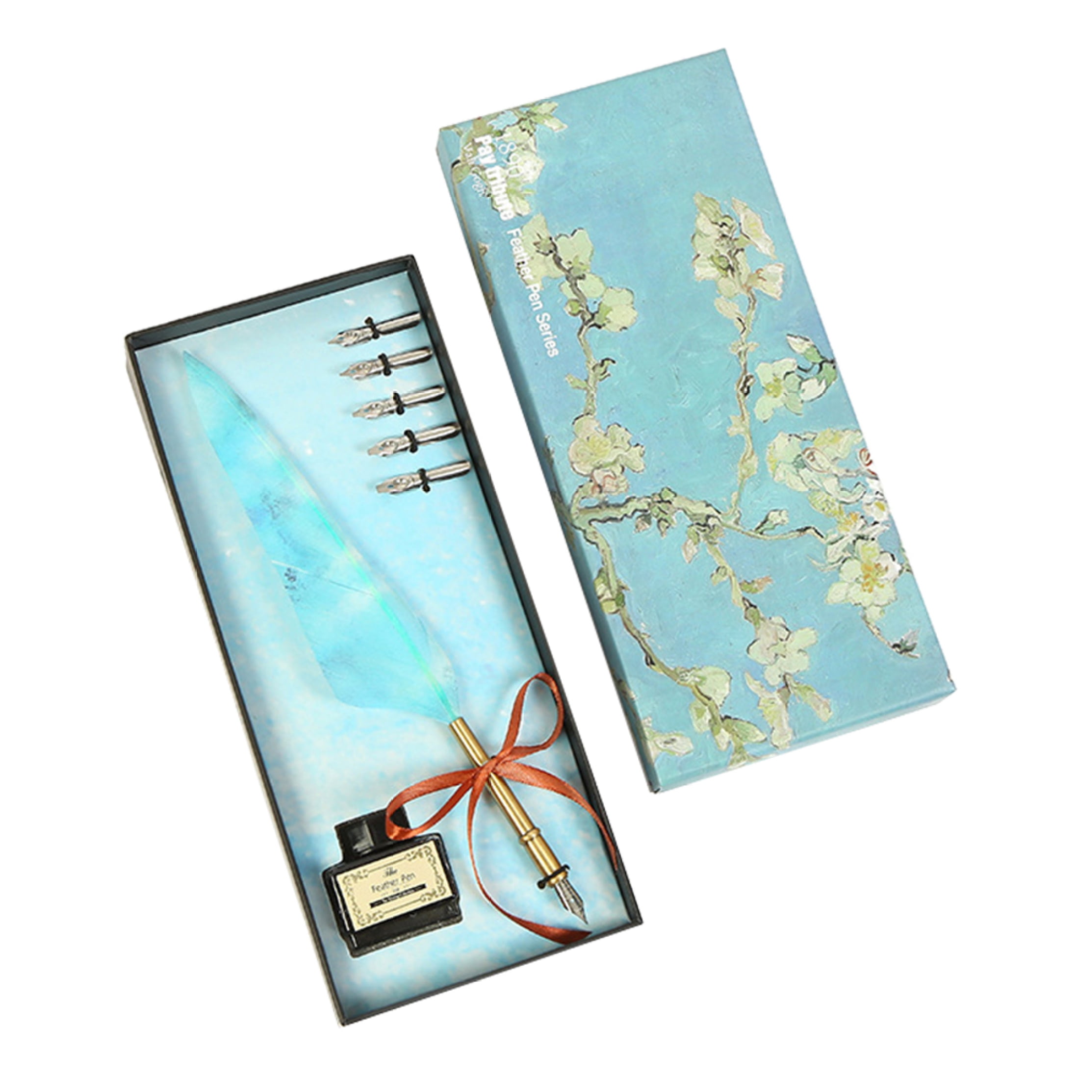 EUBUY Writing Quill Pen Oil Painting Style Feather Pen Calligraphy Ink ...