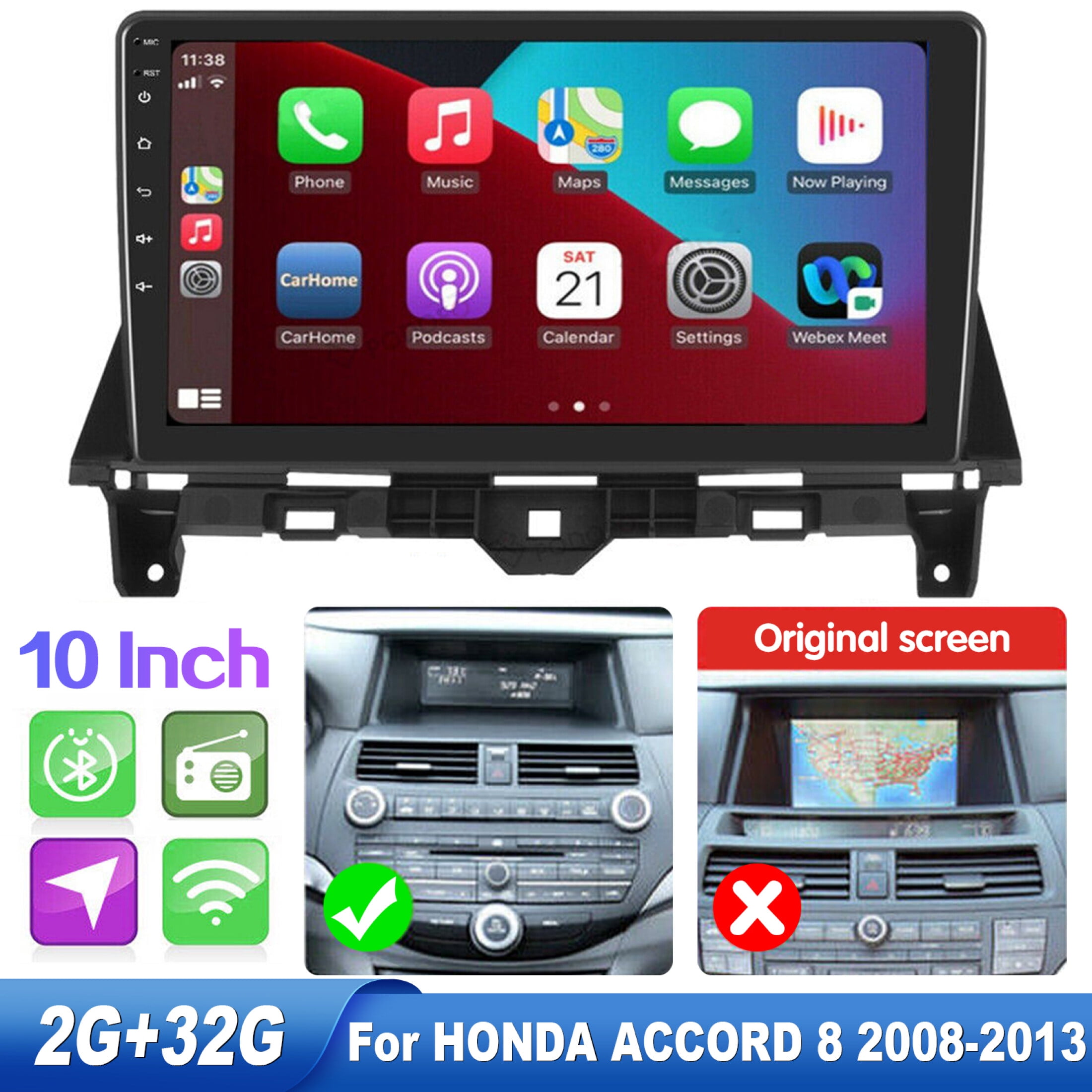 EUBUY for HONDA ACCORD 8 2008-2013 Android 12 Apple Carplay Car Stereo GPS Radio 2+32G - Walmart.com