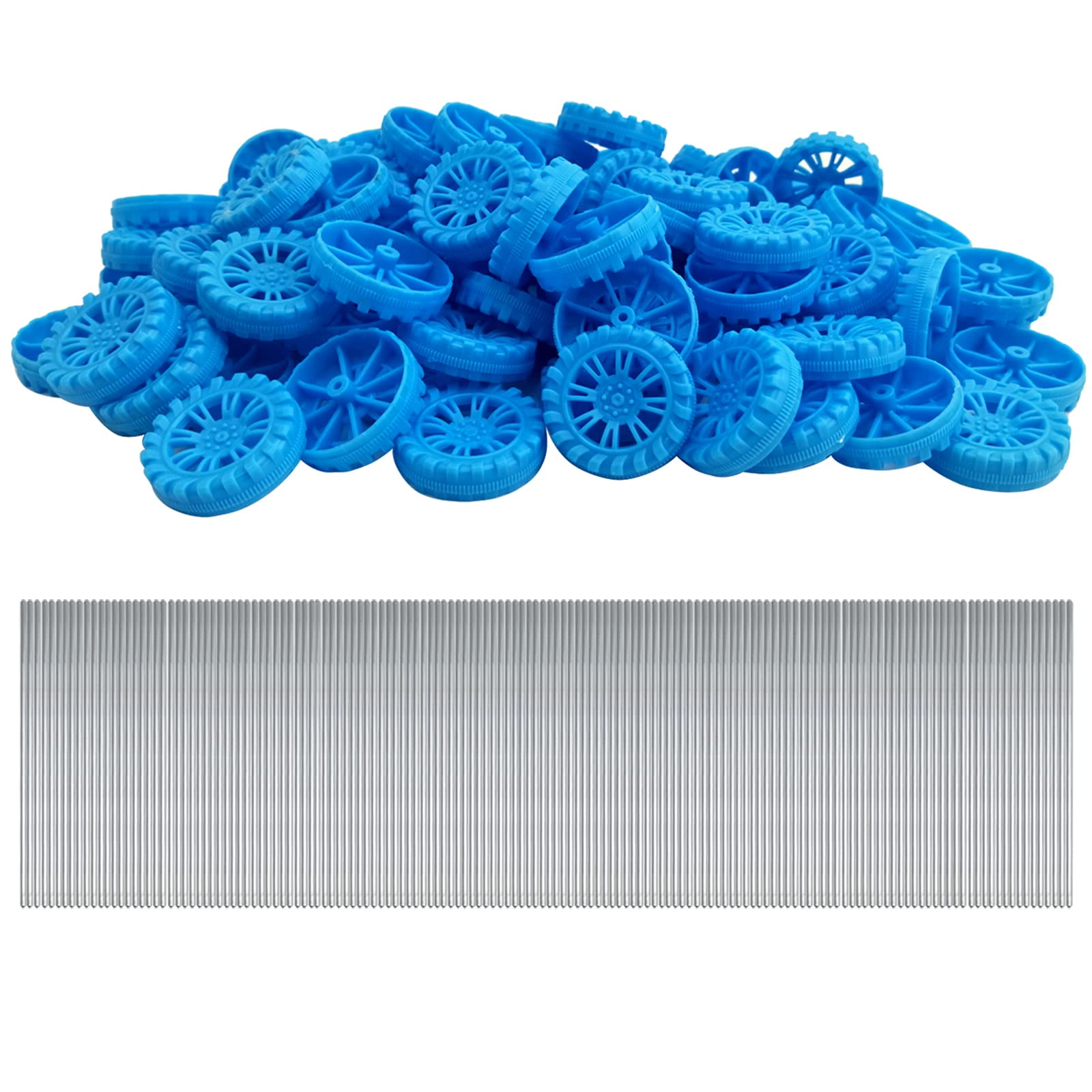 EUDAX 300 PCS 30mmx8mm Plastic Roll 2mm Dia Shaft Toys Wheel and ...