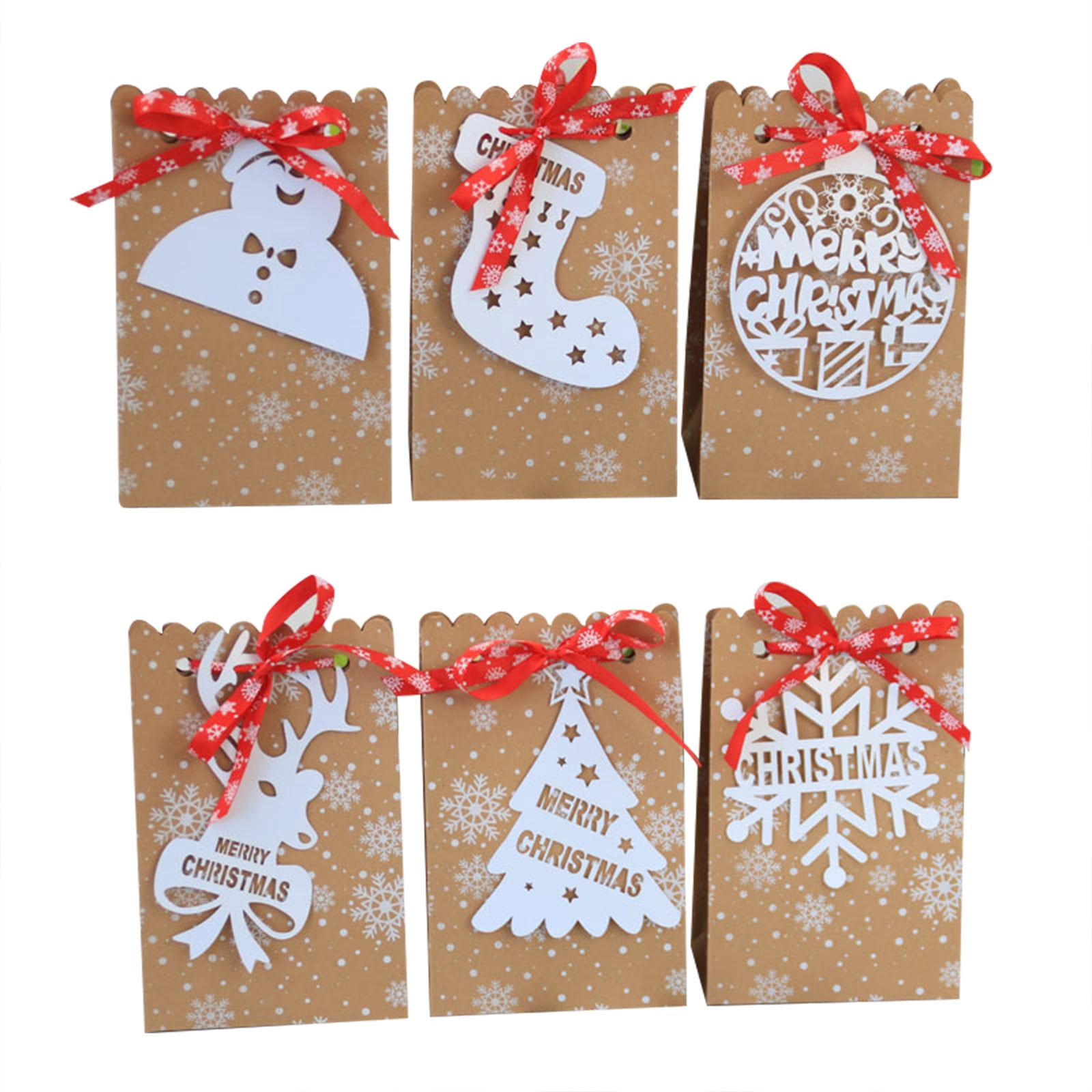 EUDIDV Christmas Products 24 Of Christmas Gift Bags Kraft Paper Gift ...