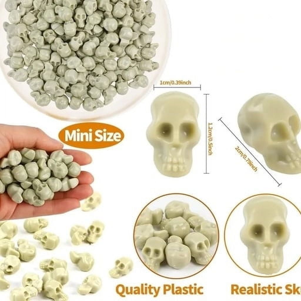 EUDIDV Creepy Skeleton Halloween Mini Plastic Skull Heads Miniature ...