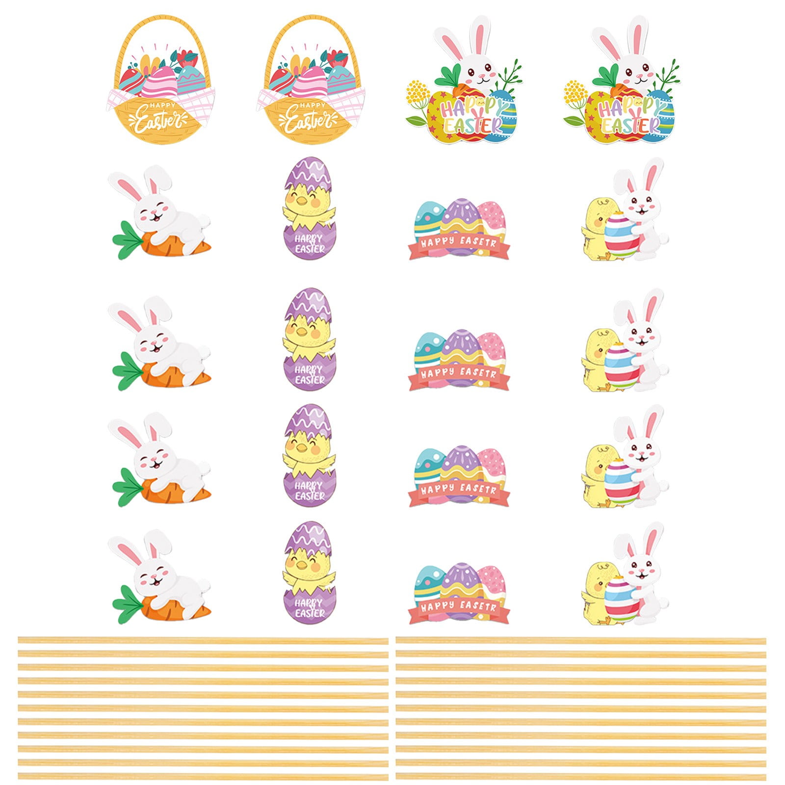 EUDIDV Easter Decor,20 Easter Vase Plugin Set Eggs Rabbits Desktop ...