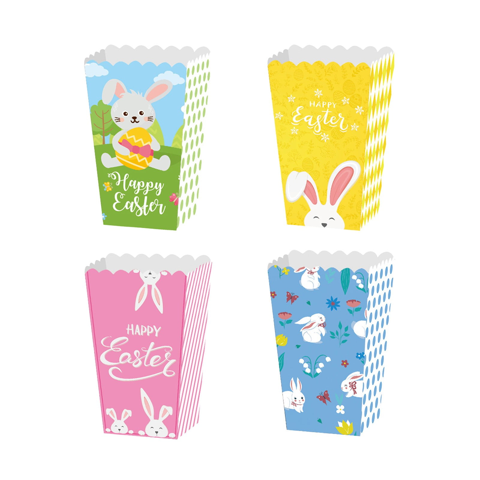 EUDIDV Easter Decor; 4 Easter Popcorn Boxes Candy Boxes Eggs Rabbits ...