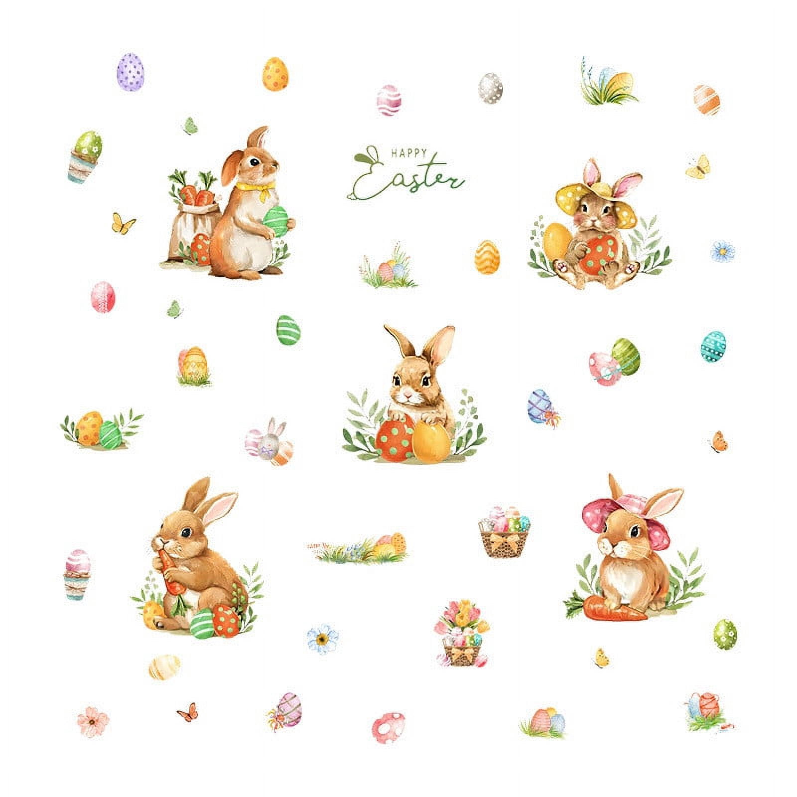 EUDIDV Easter Decor Easter Figurines Easter Bunny Easter Glass Sticker ...