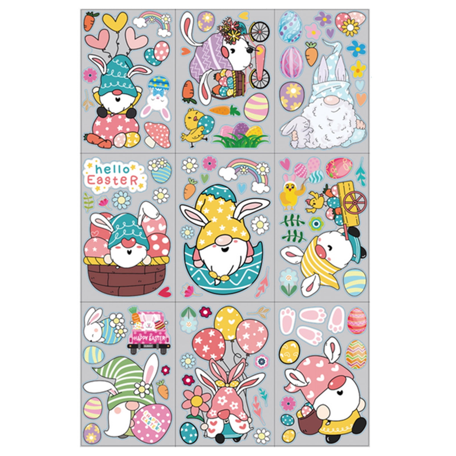 EUDIDV Easter Decor,Spring Window's Tight Glass Window 9Sheets Flower ...