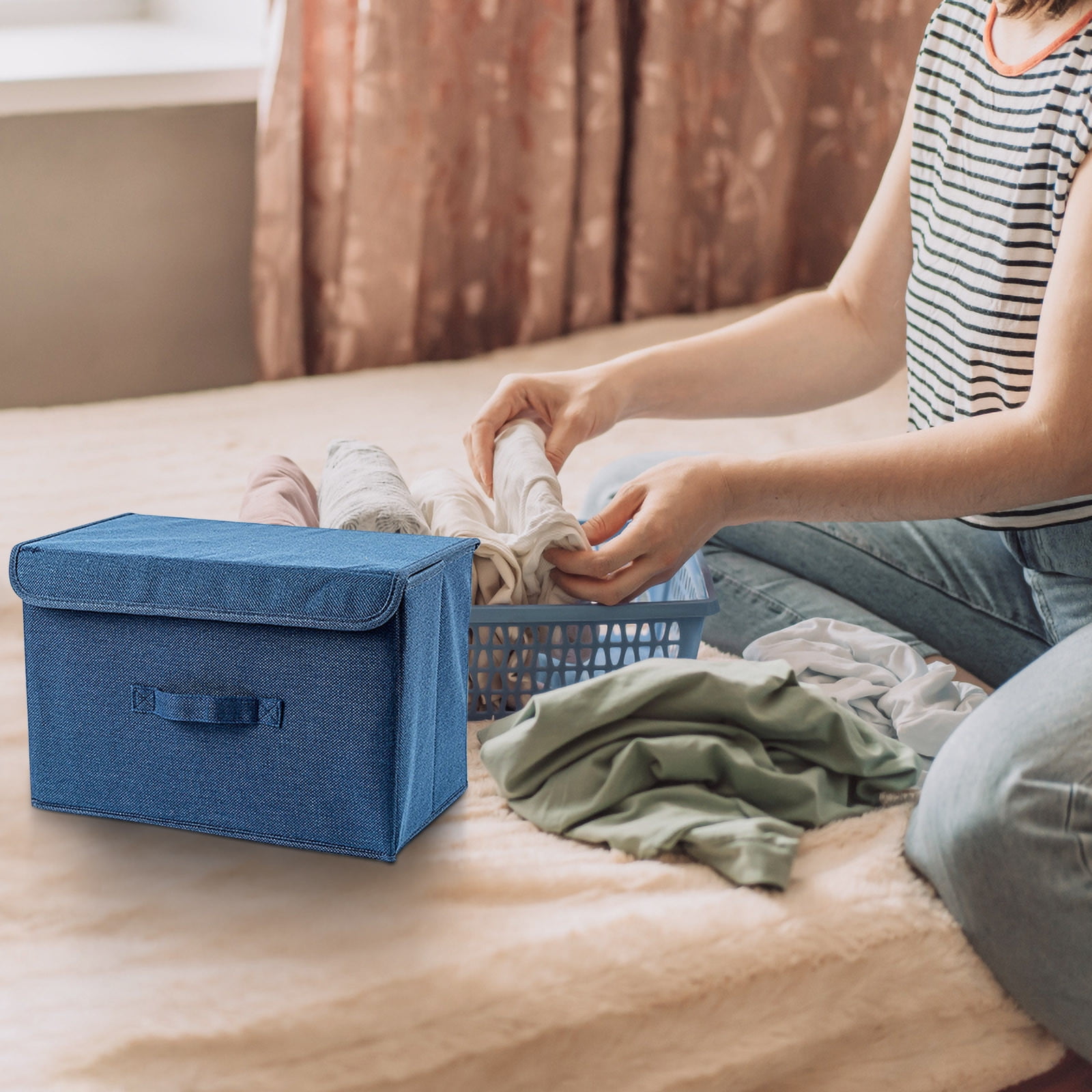 EUDIDV Extra-Large Cotton And Linen Cloth Covered Storage Box Clothing ...