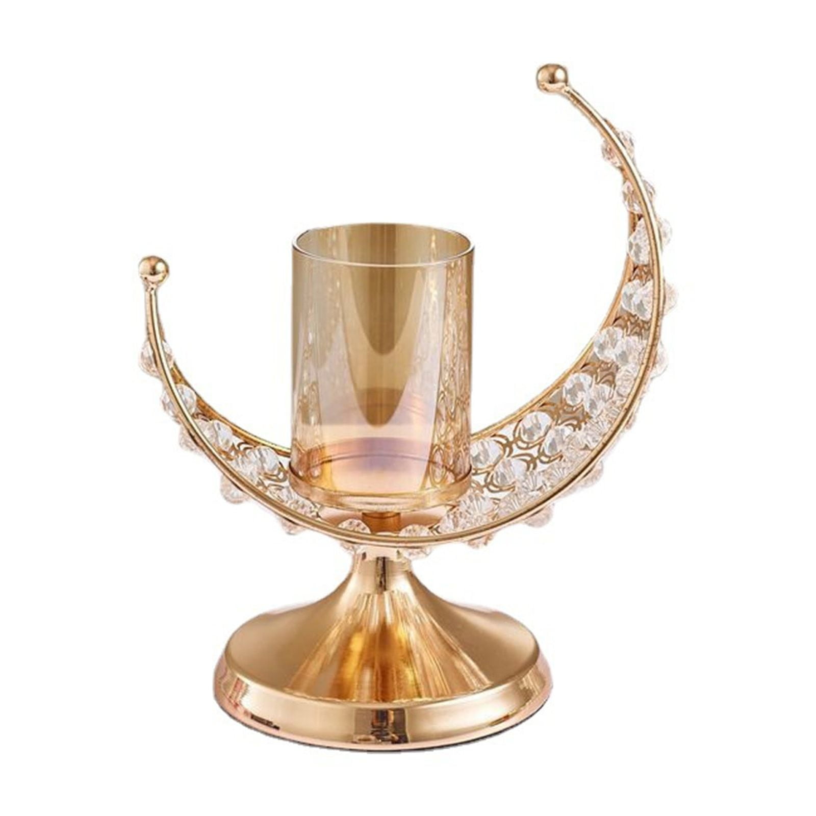 EUDIDV Home Decor Accents Shaped Crystal Pillar Candle Tealight Metal ...