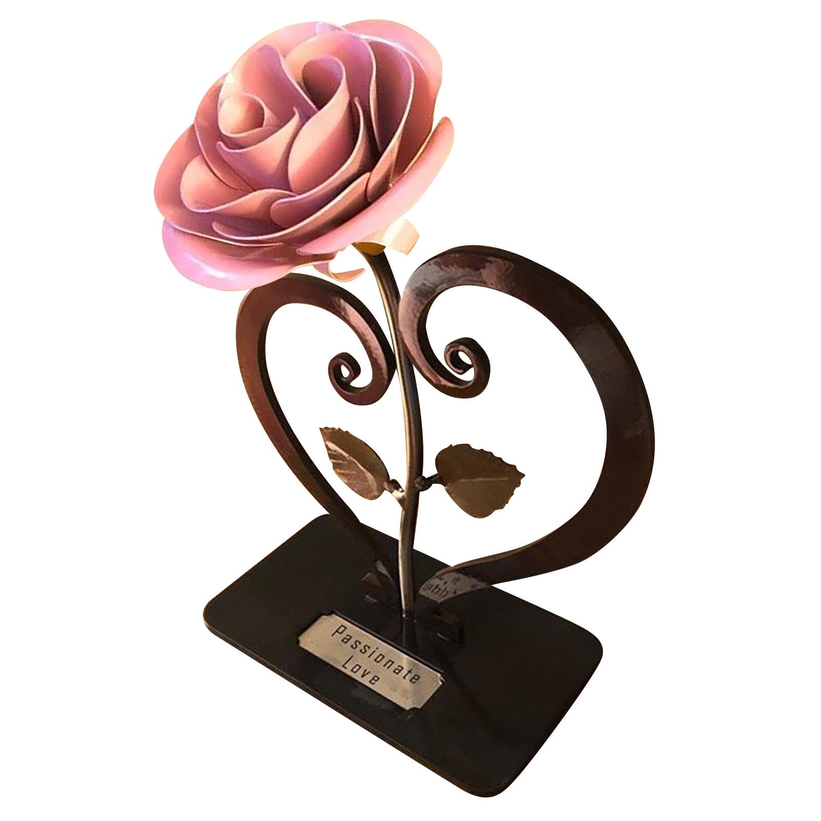EUDIDV Home Decor Clearance Red Rose Metal With Heart Shaped Bracket ...