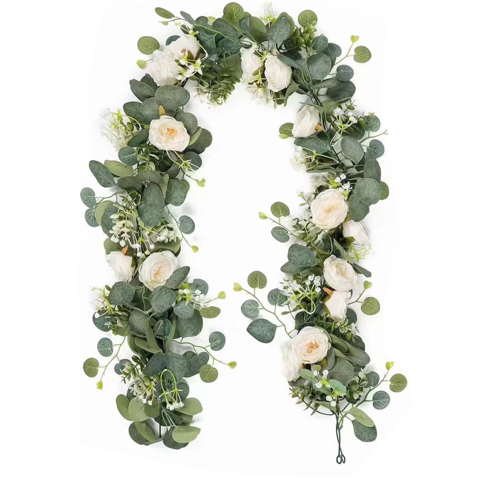 EUDIDV Home Decor Items 6FT Artificial Garland With Flowers7 White ...