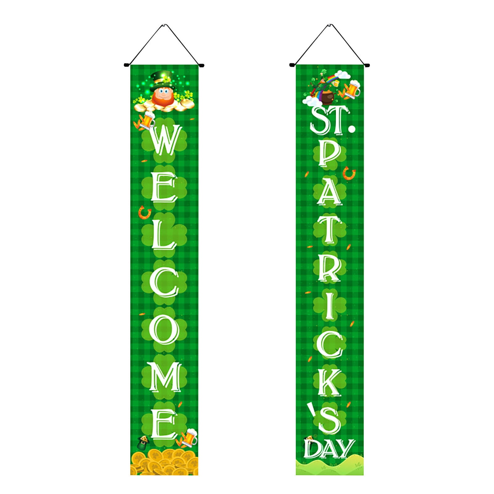 EUDIDV Irish Day St. Patrick's Day Irish Holiday Porch Sign Welcome ...