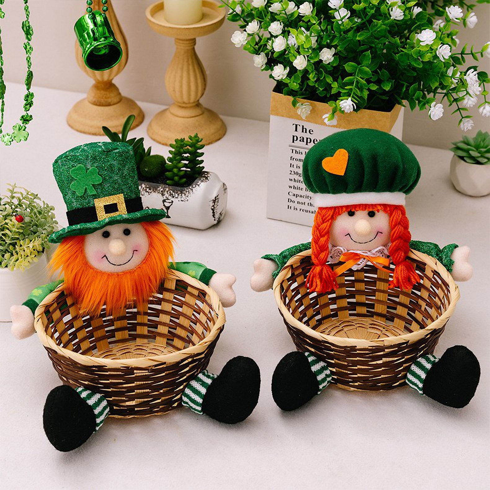 EUDIDV Irish Day St. Patrick's Festival Doll Candy Basket Irish ...