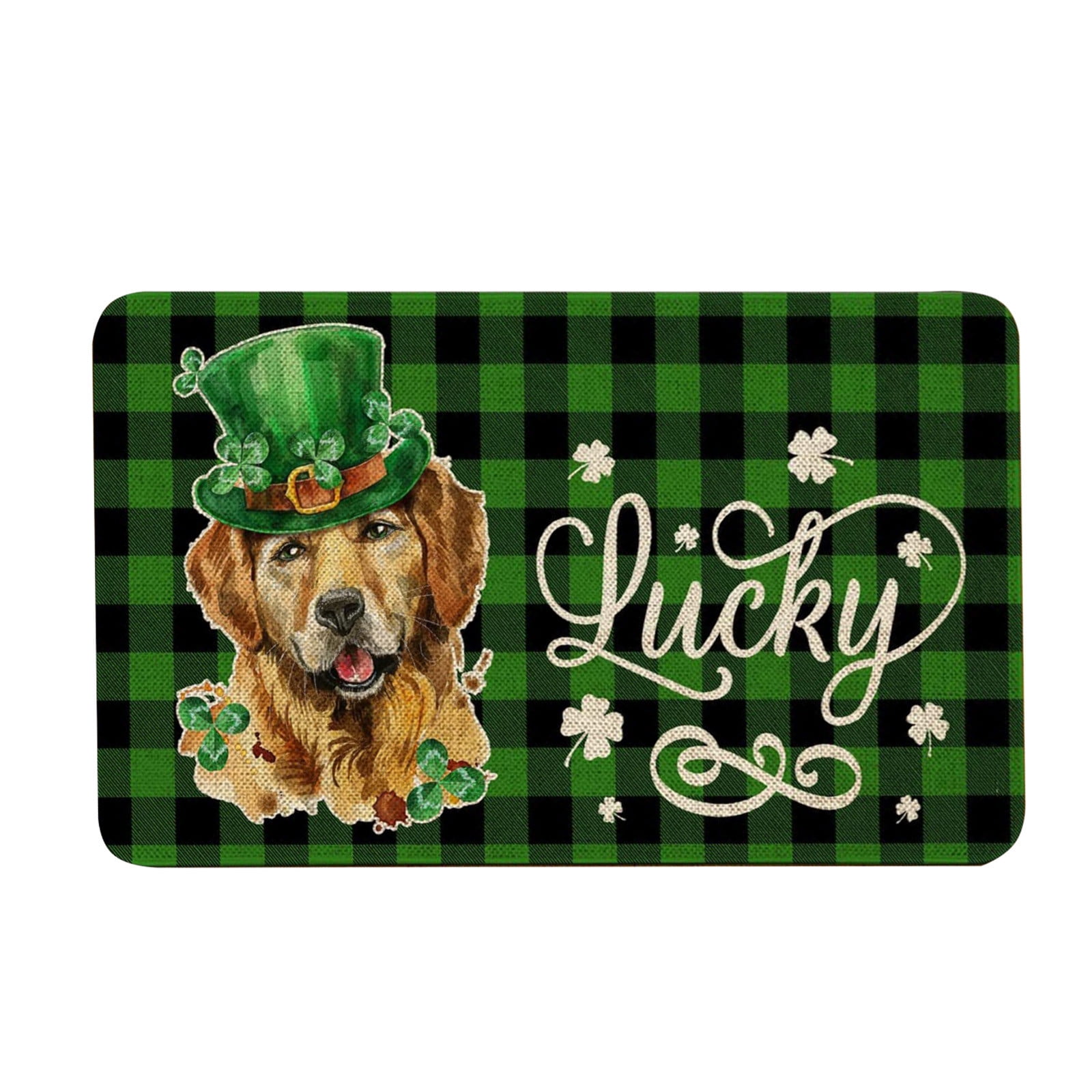 EUDIDV Irish Day St. Patrick's Three Leaf Grass Mat Porch Entrance Wear ...