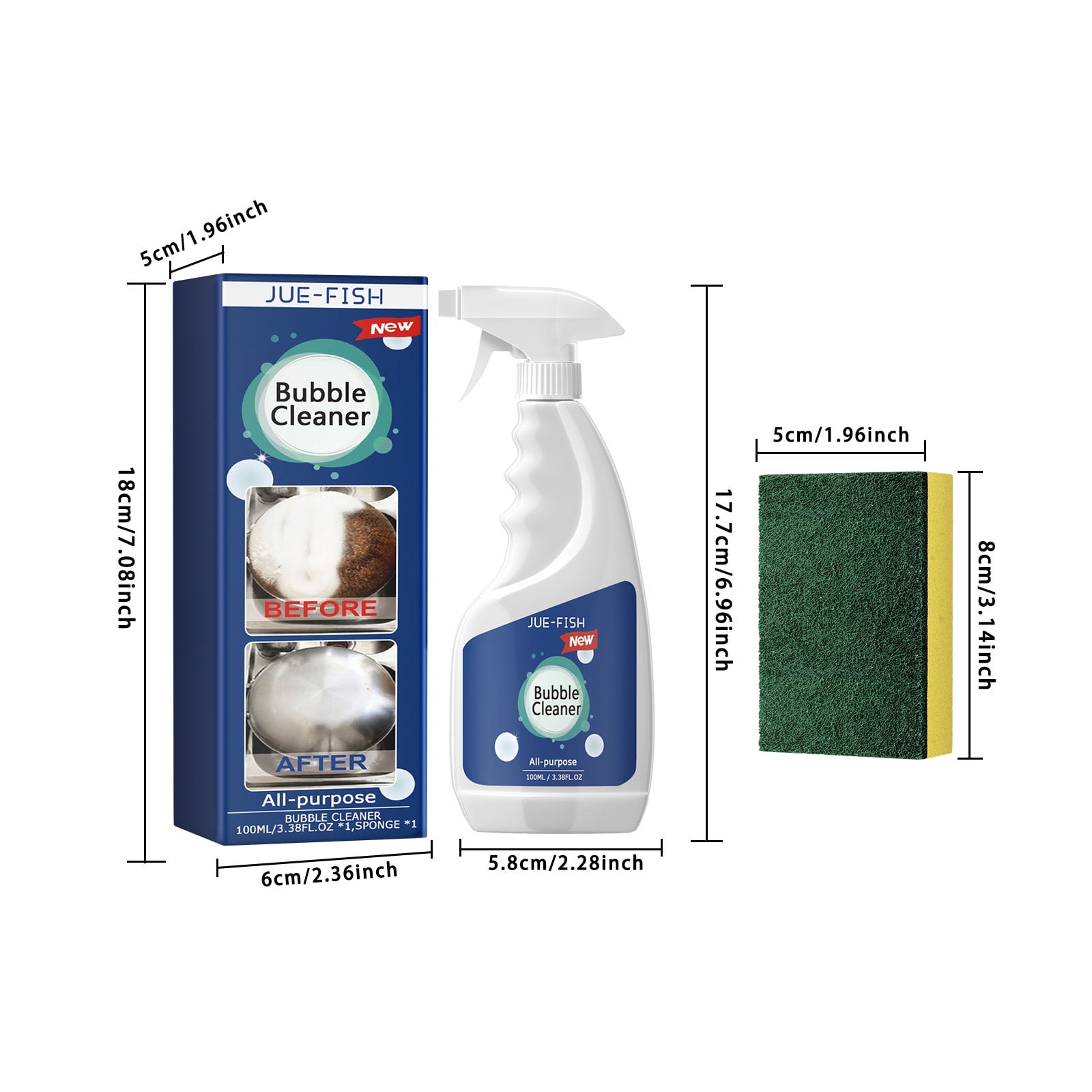 EUDIDV Kitchen Stain Cleaner 100ml Kitchen Oil Foam Cleaner Range Hood ...